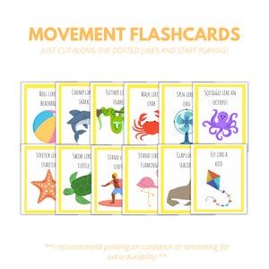 Summer Movement Cards, Printable Action Flashcards for Kids, Toddlers ...