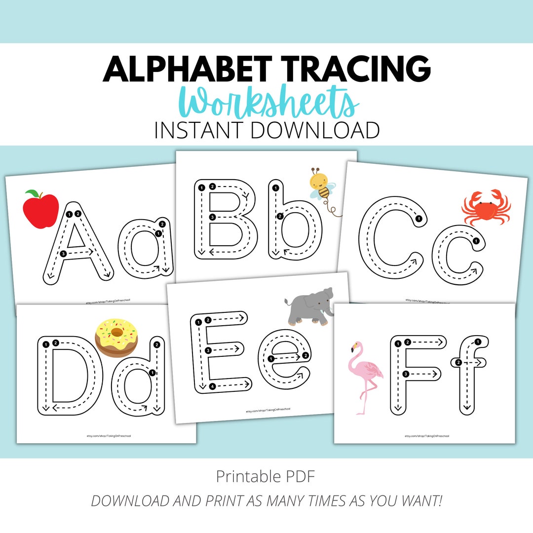 Printable Alphabet Tracing Worksheets, Writing Practice With Uppercase ...