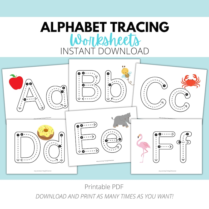 Printable Alphabet Tracing Worksheets, Writing Practice With Uppercase ...