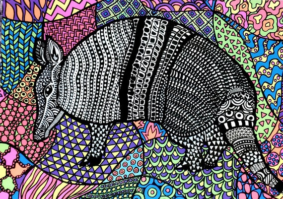 Neon Armadillo Print | Etsy