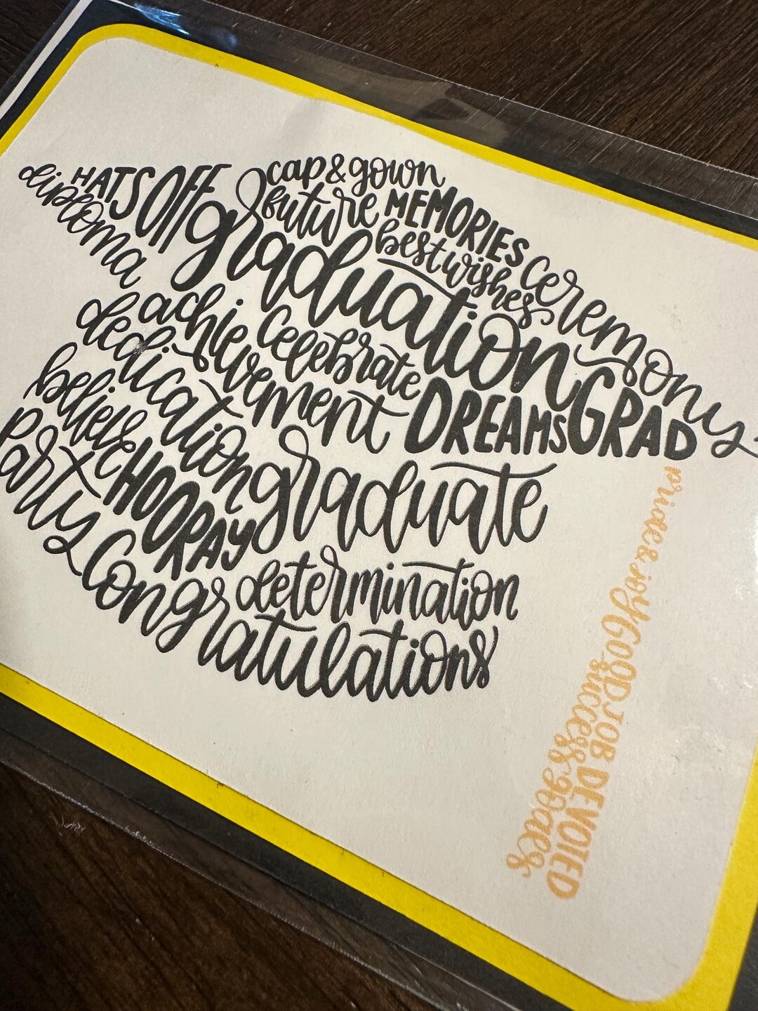 Graduation Cap Word Art Card, Congratulations Graduate, Black White ...