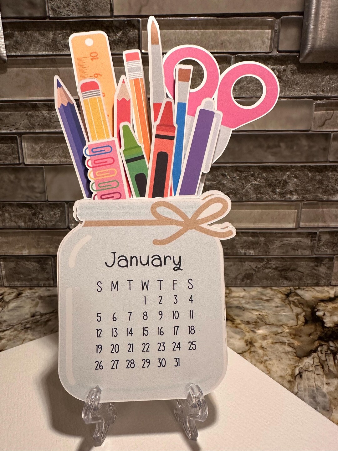 Teacher’s Desk Calendar. Teacher Gift. 2025 Calendar. Colorful School ...