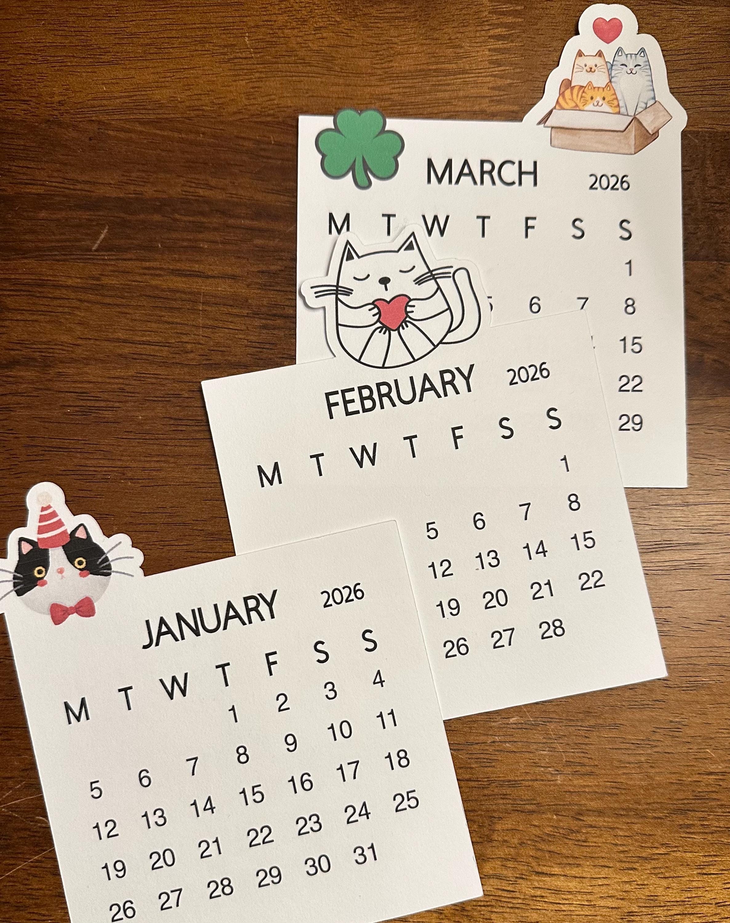 2026 Desktop Cat Calendar, Larger Size, Creative, Fun and Colorful ...