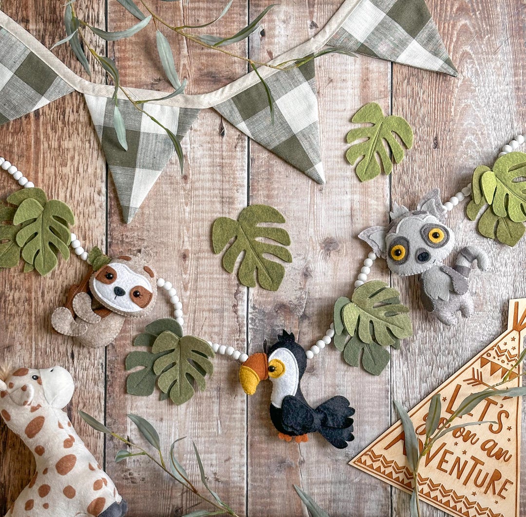 Jungle Animal Felt Garland – Handmade Nursery Decor - Kids Decor - Etsy