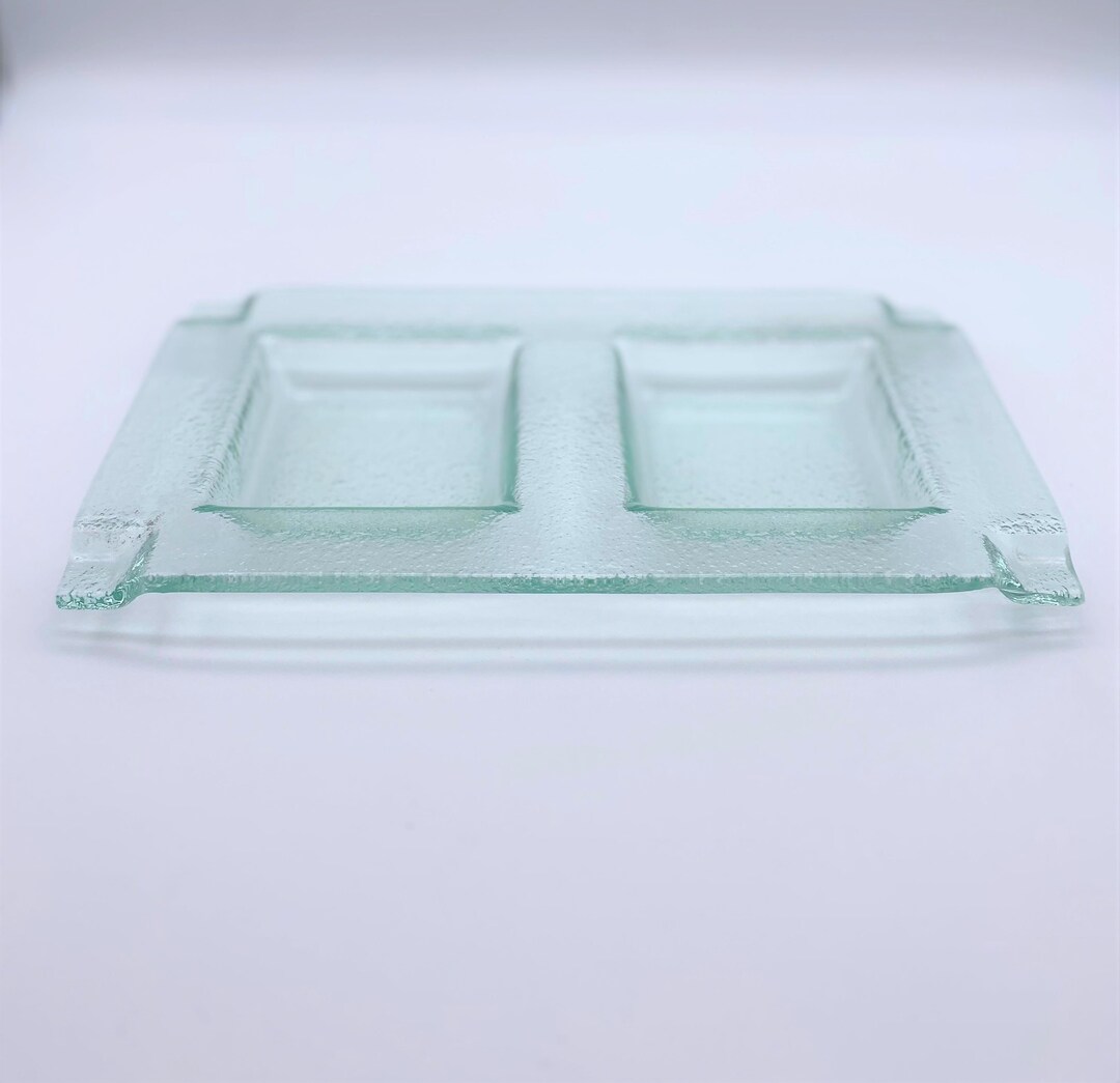 Recycled Glass Serving Plate: Two-compartment Plate for Sauces, Mezzes ...