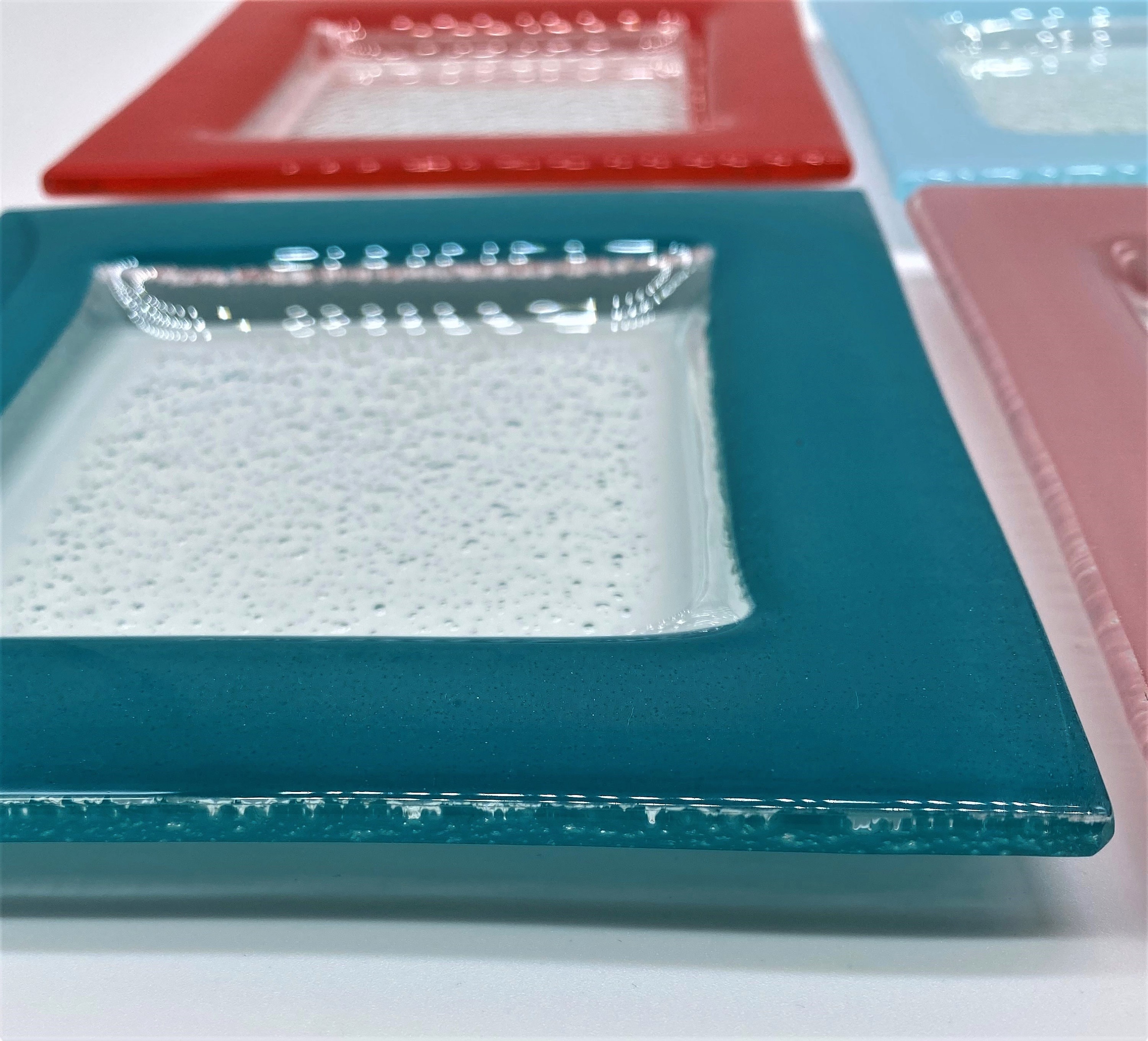 Square Glass Plates. Coloured Glass Plates. Dessert Plates. | Etsy