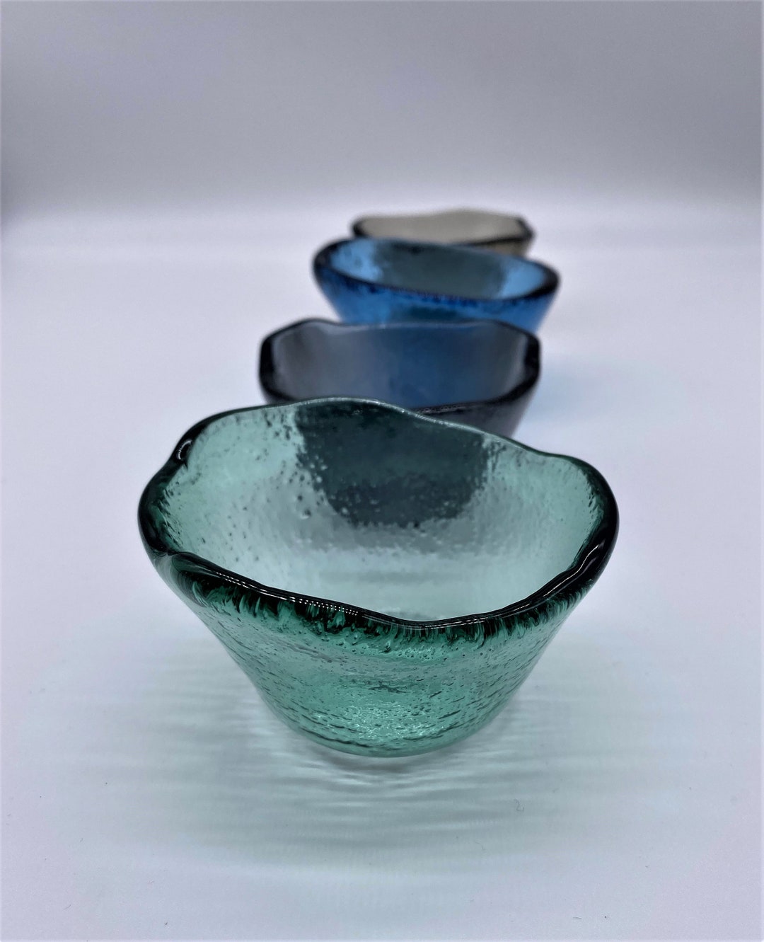Set of 4 Handmade Sauce Bowls, Glass Dipping Bowls, Colourful Small ...