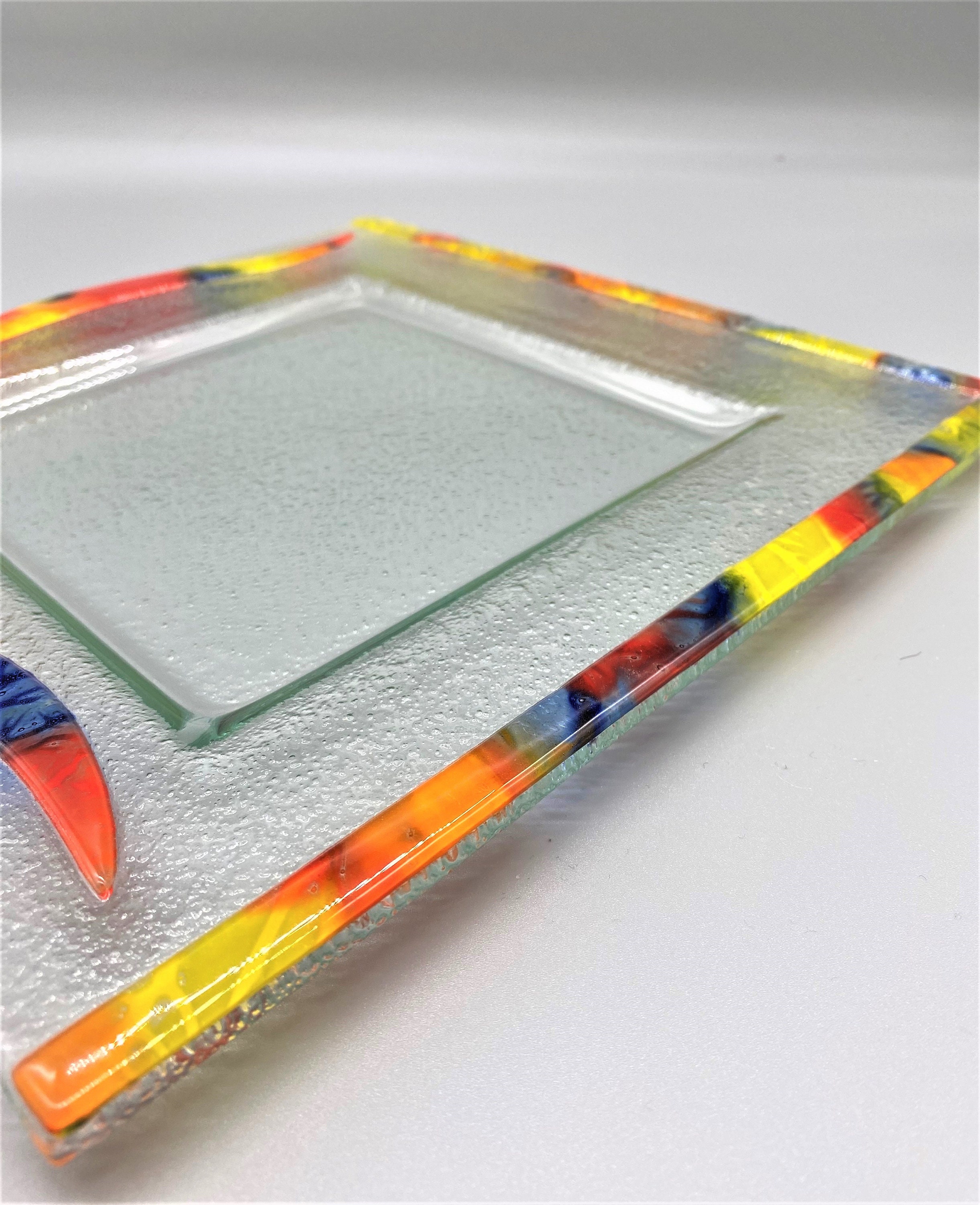 Square Glass Plate. Coloured Glass Plate. Recycled Glass - Etsy