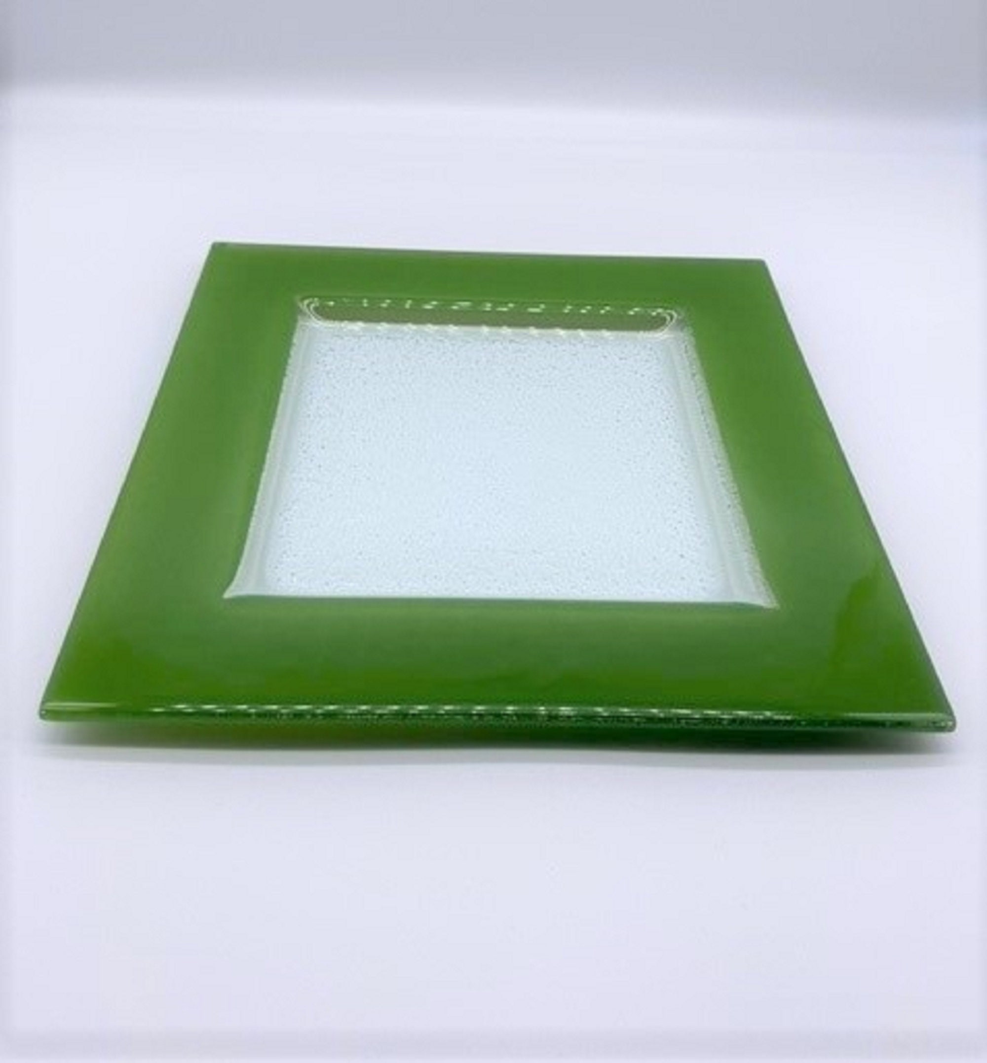 Square Glass Plate. Coloured Glass Plate. Recycled Glass Plate ...
