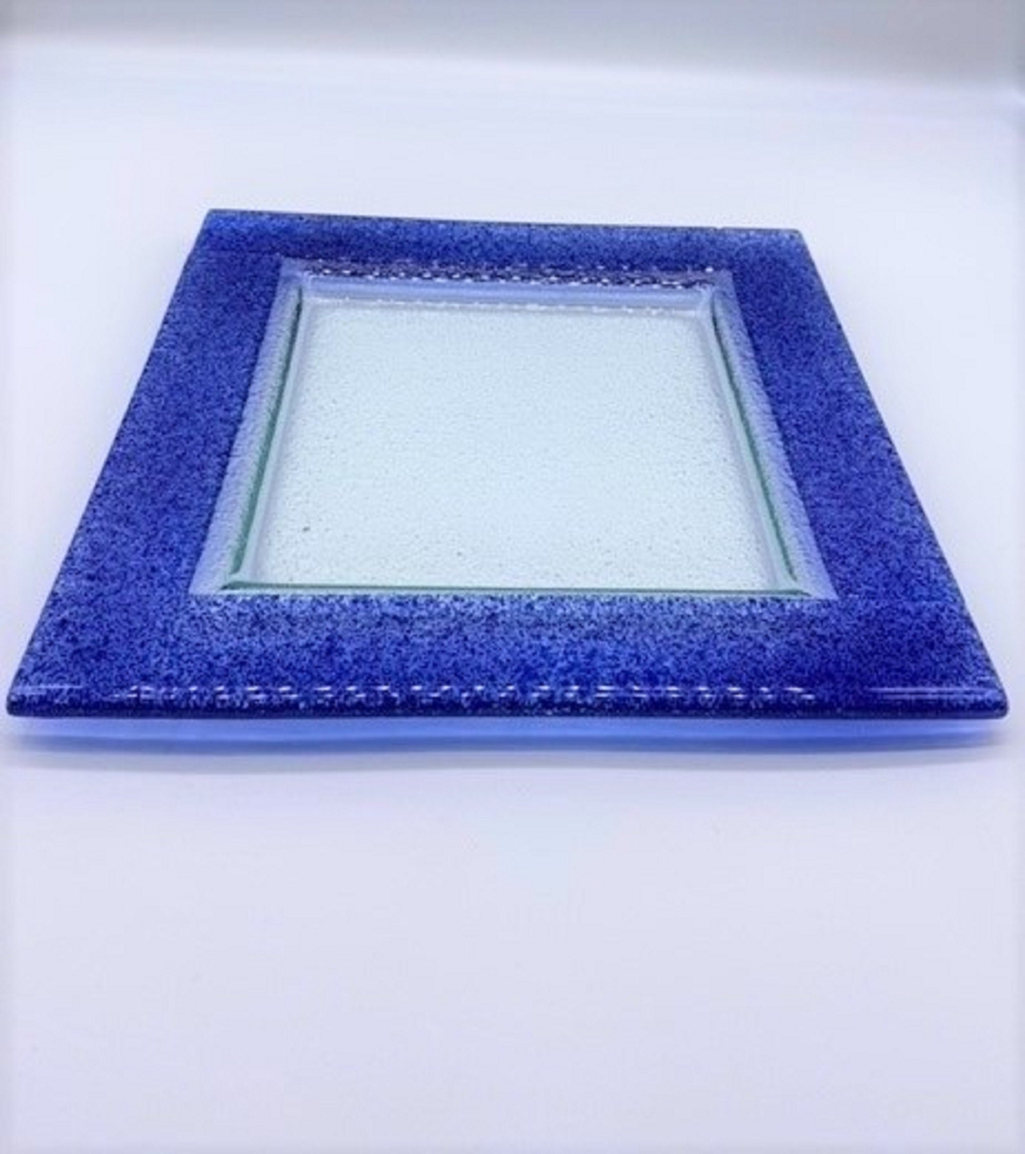 Square Glass Plate. Coloured Glass Plate. Recycled Glass Plate ...