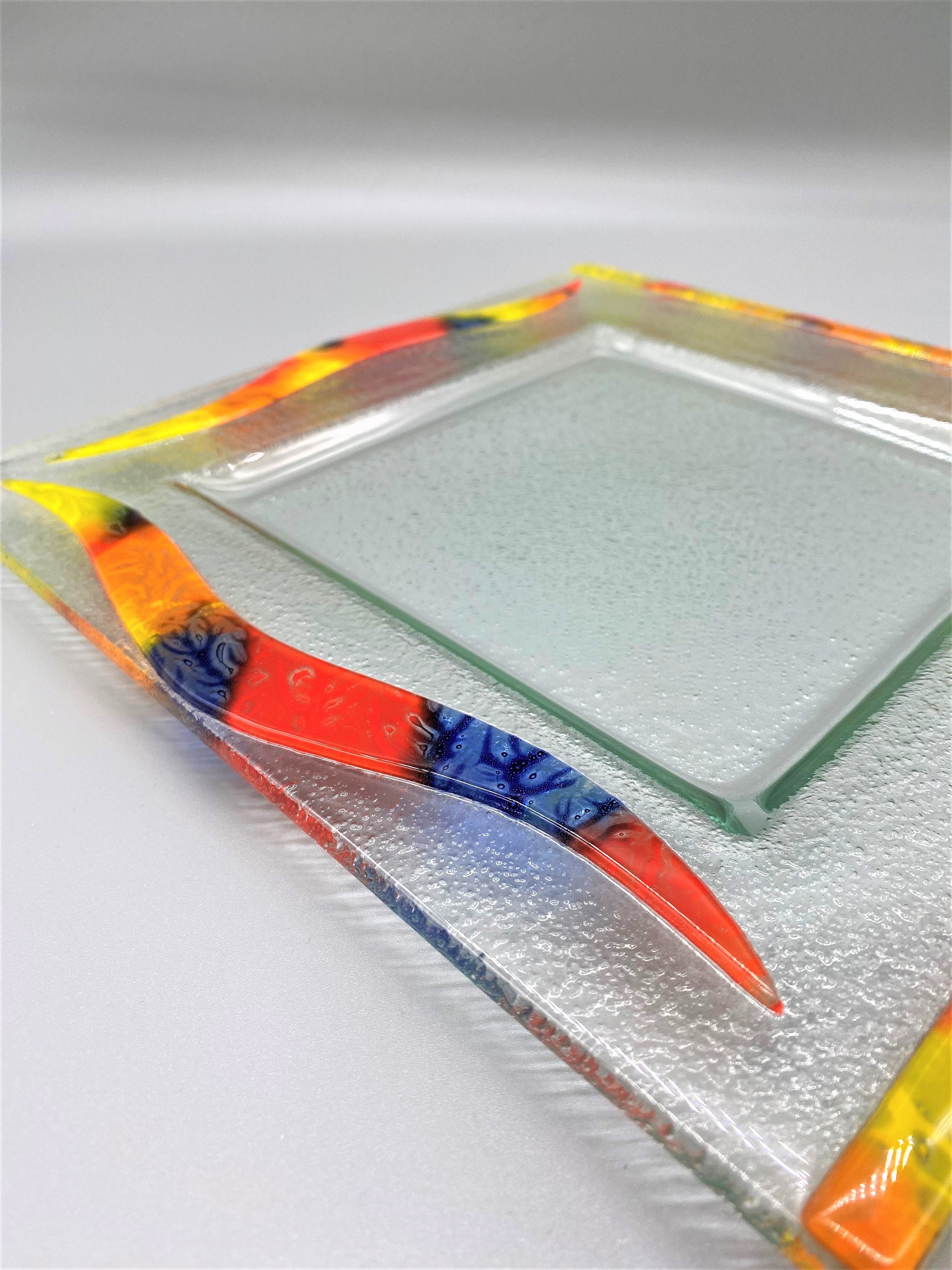 Square Glass Plate. Coloured Glass Plate. Recycled Glass - Etsy