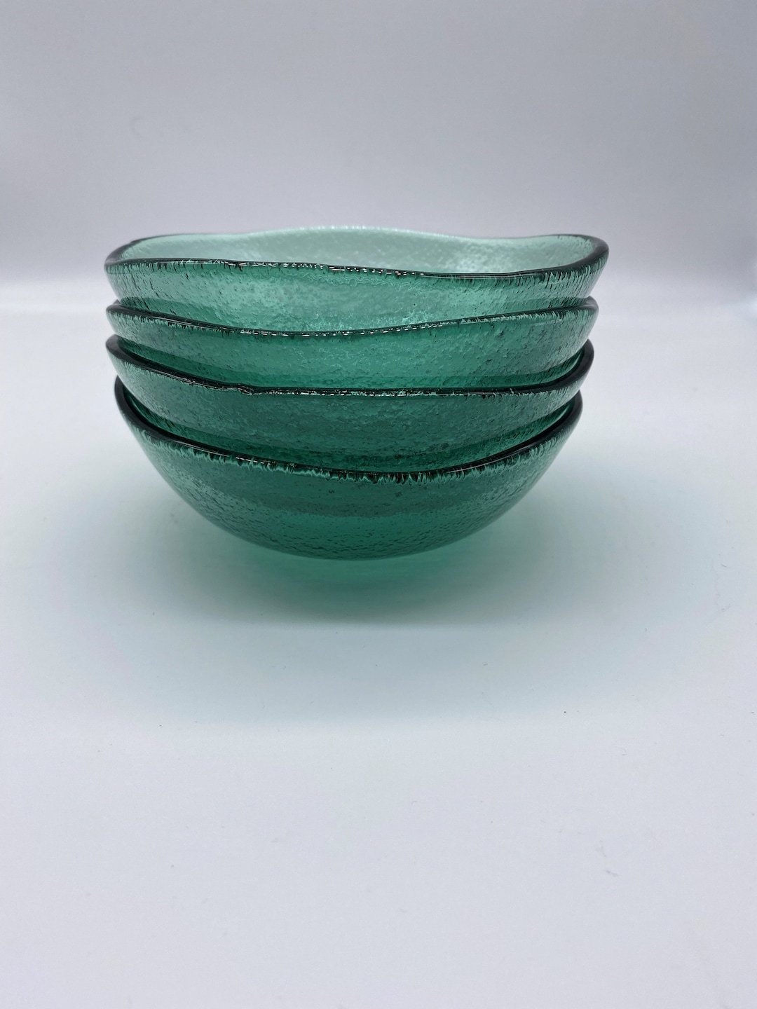 Set of 4 Handmade Glass Bowls From Recycled Glass. Large Glass Bowls ...