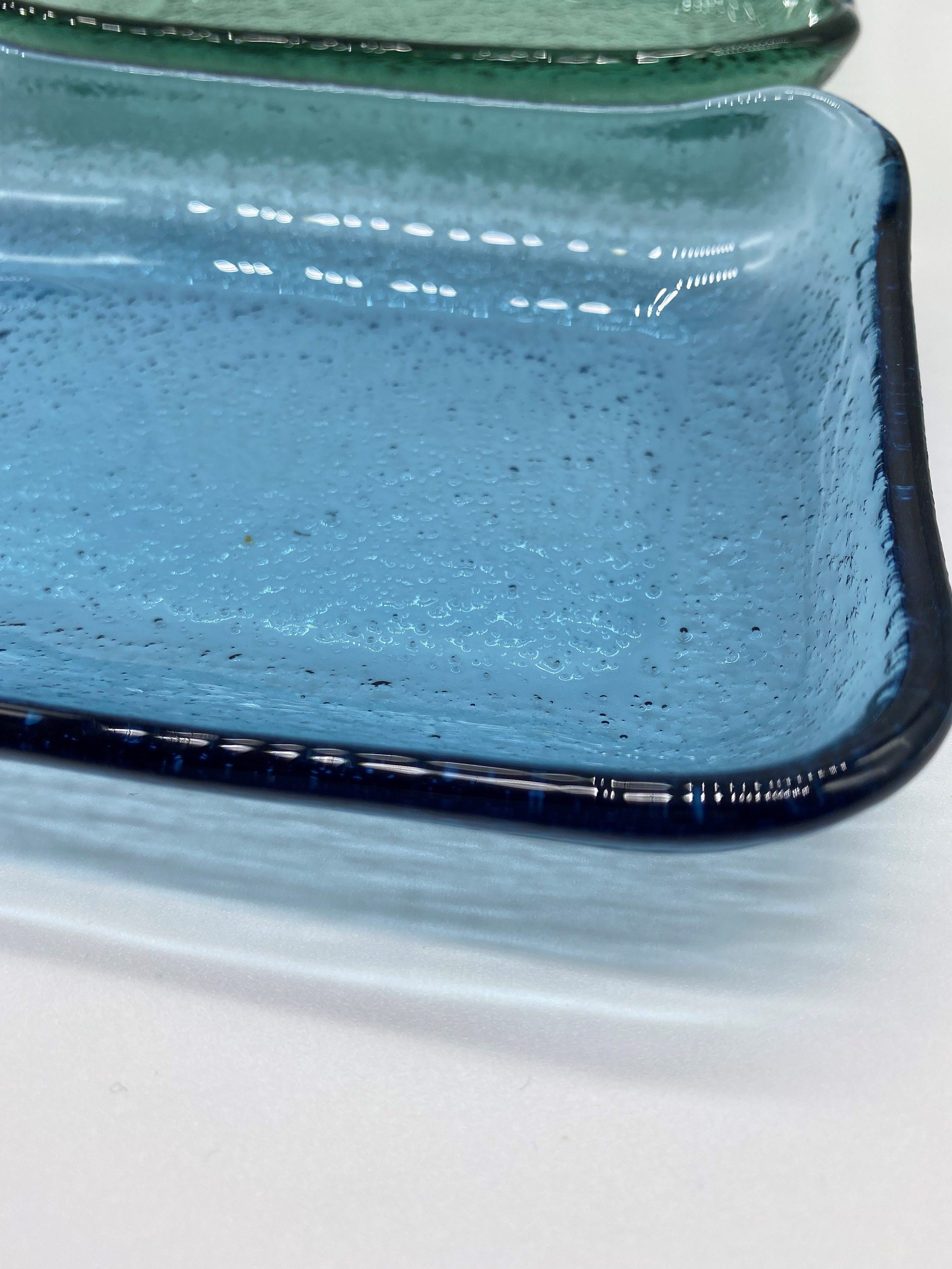 Set of Four Recycled Small Glass Plate. Handmade Glass Plates. | Etsy UK