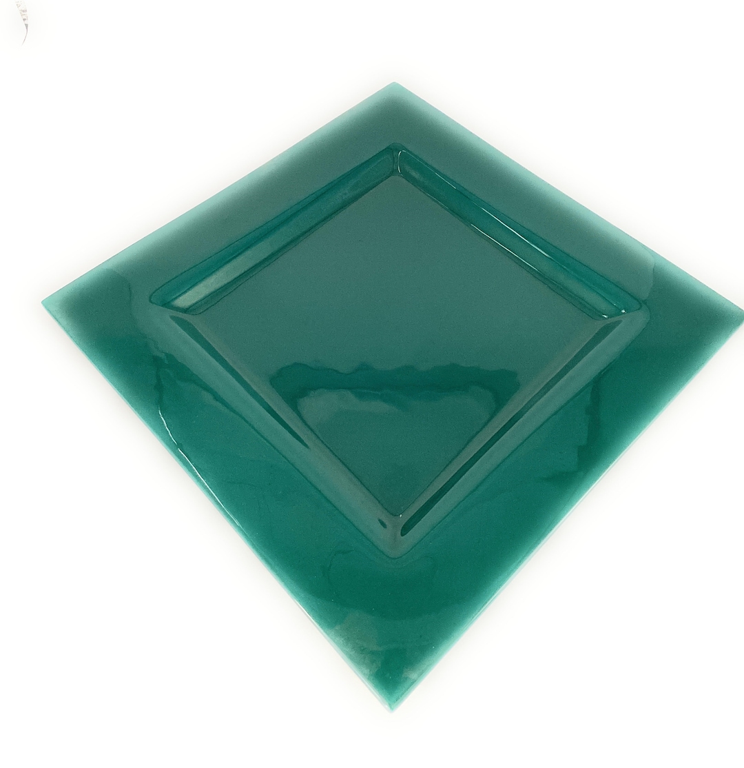 Square Glass Plate. Coloured Glass Plate. Recycled Glass Plate ...