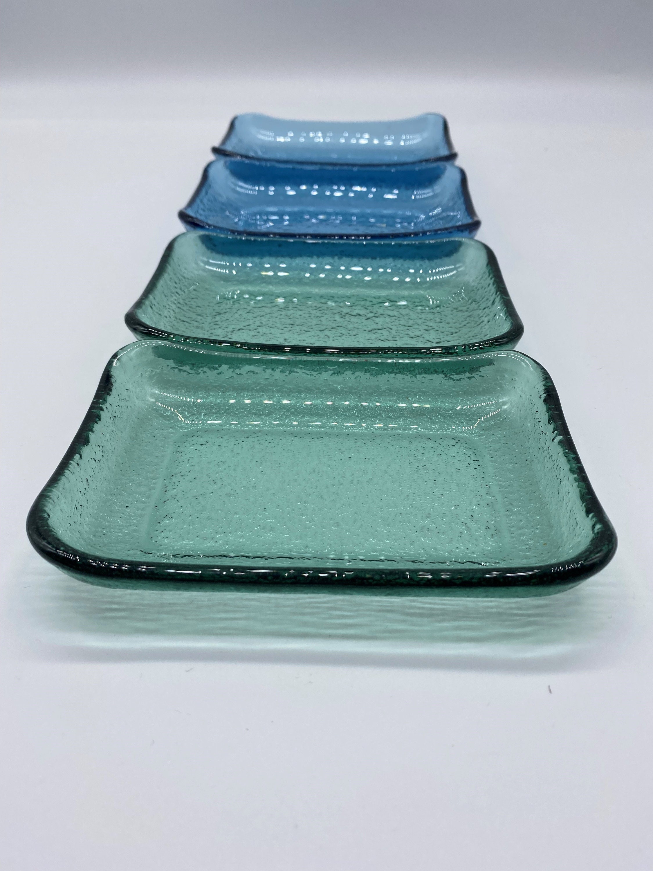 Set of Four Recycled Small Glass Plate. Handmade Glass Plates. - Etsy UK
