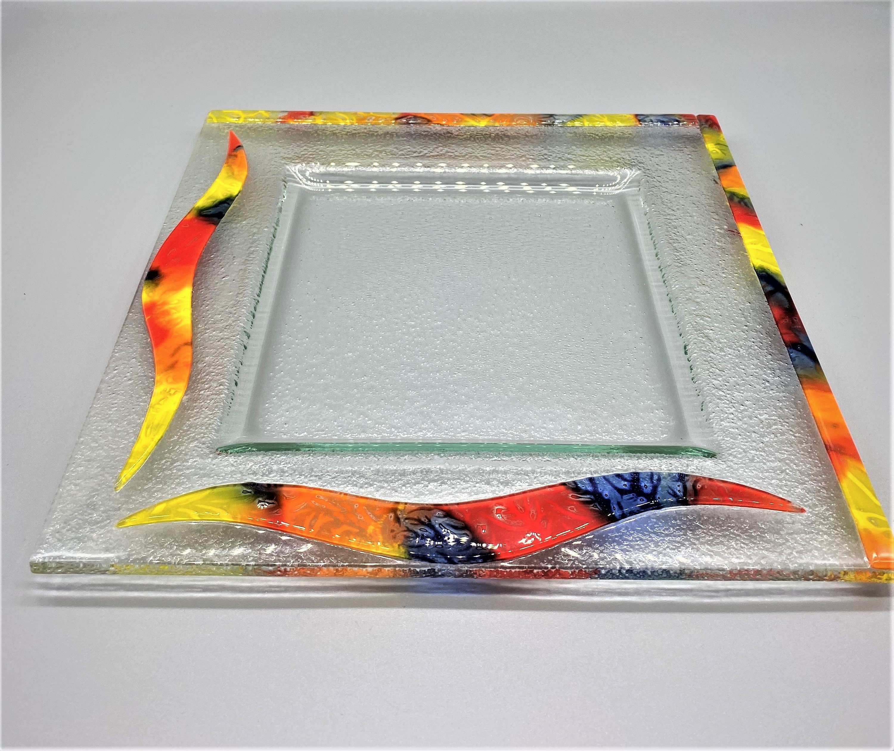 Square Glass Plate. Coloured Glass Plate. Recycled Glass - Etsy