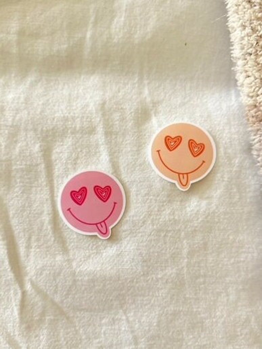 Smiley Face With Heart Eye Sticker - Etsy