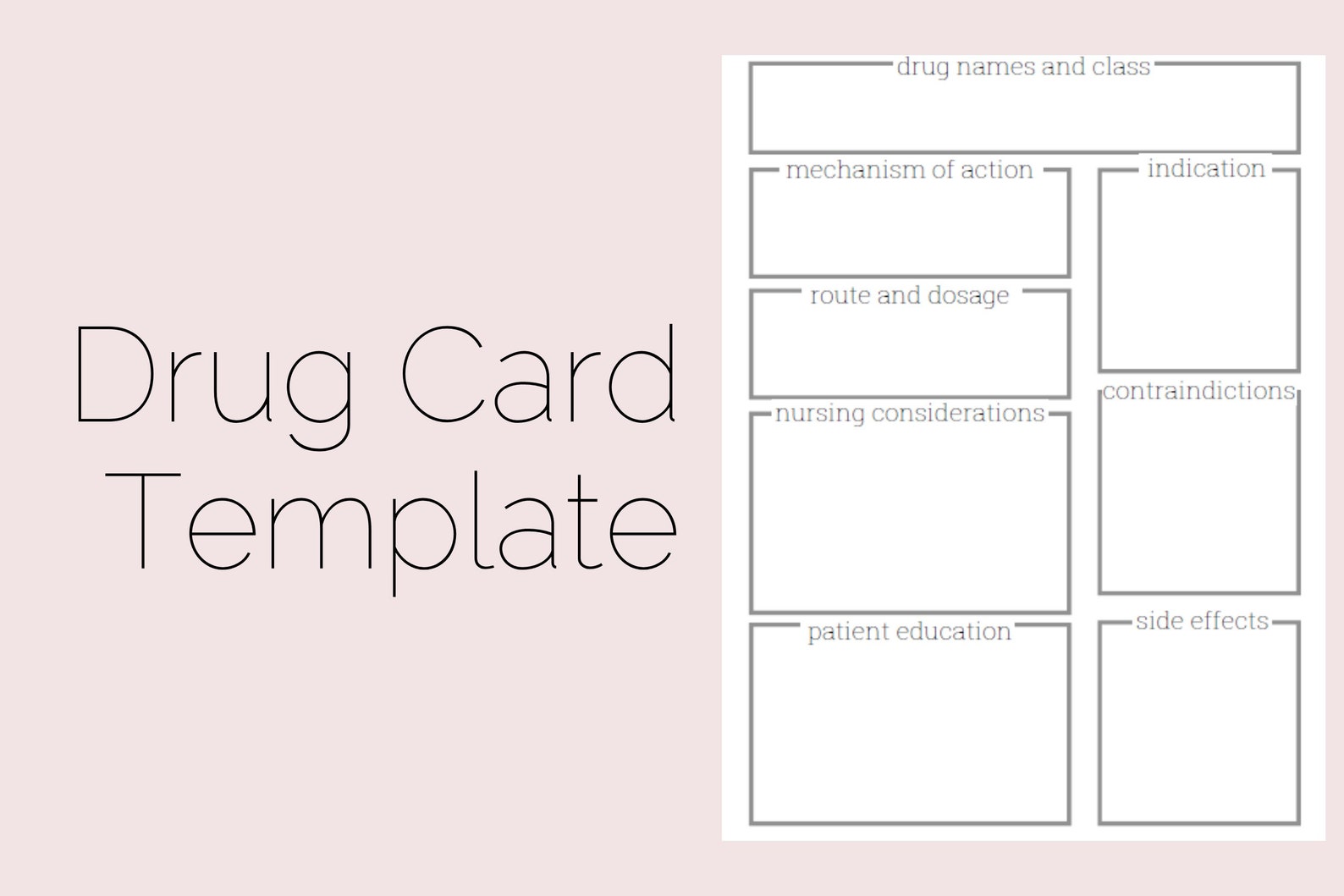 Nursing Pharmacology Drug Card Template | Instant Download - Etsy