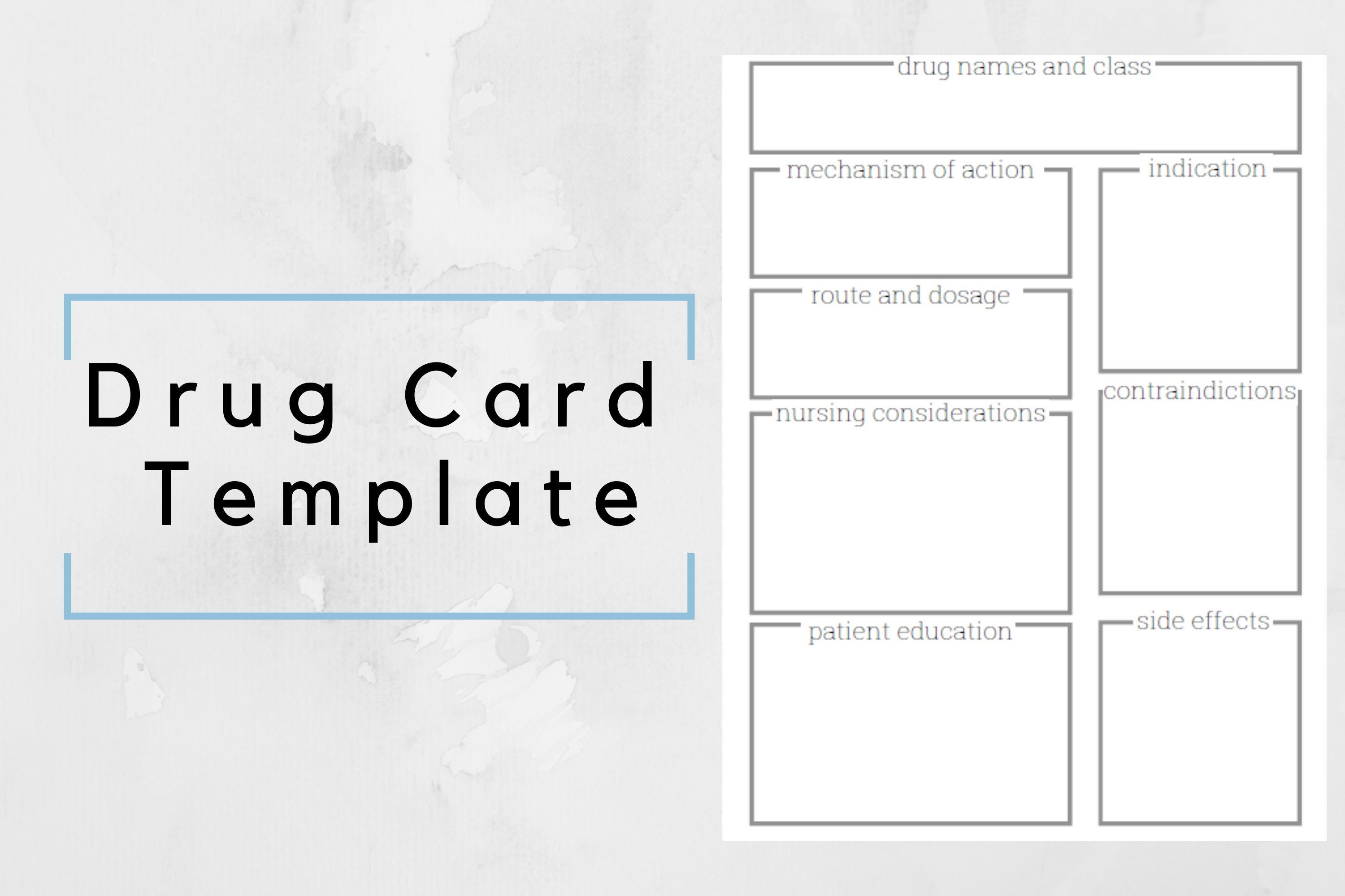 Nursing Pharmacology Drug Card Template Instant Download | Etsy