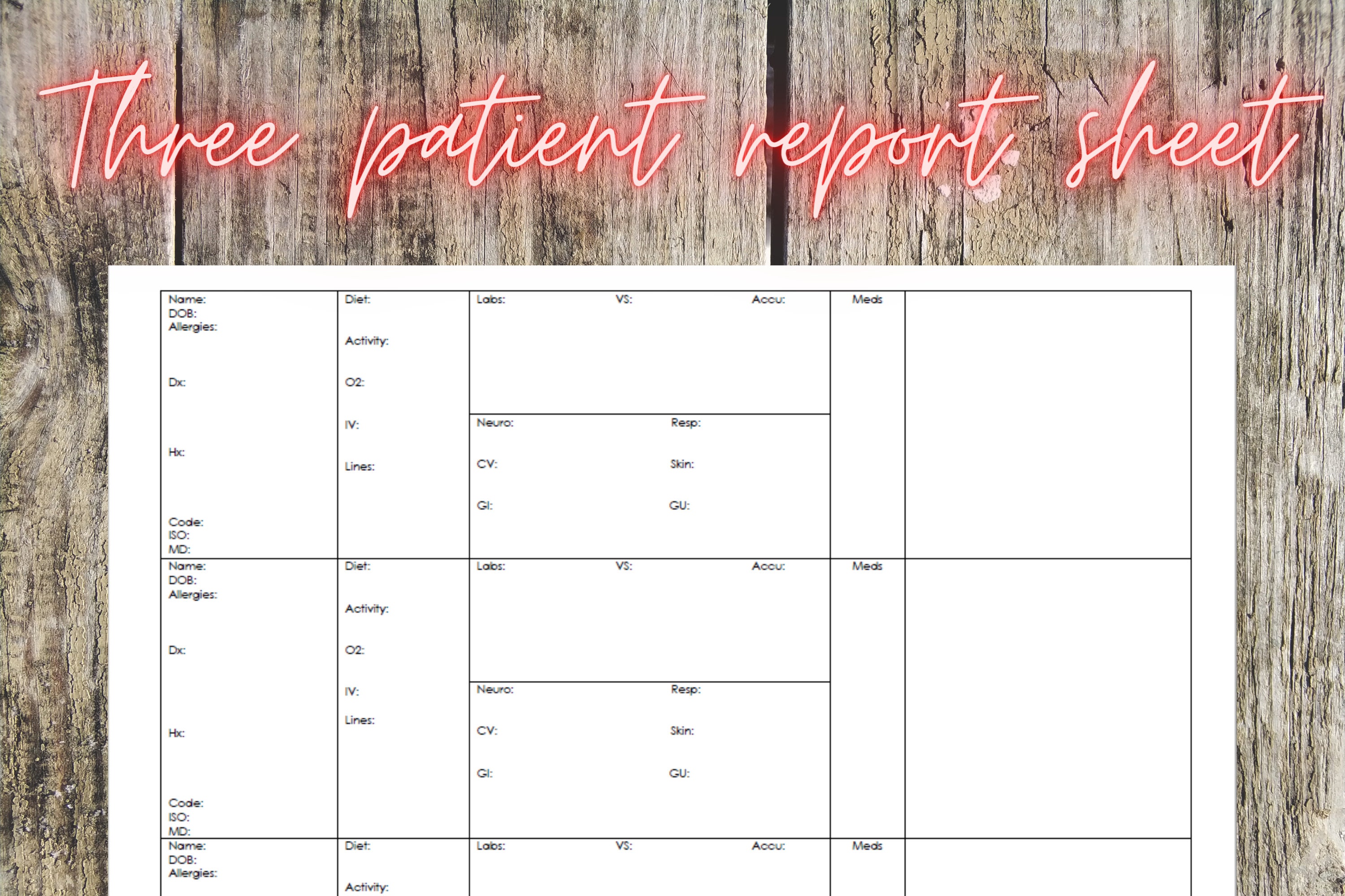 3 Patient Report Sheet Nurse Brain Great for MedSurg or Step | Etsy