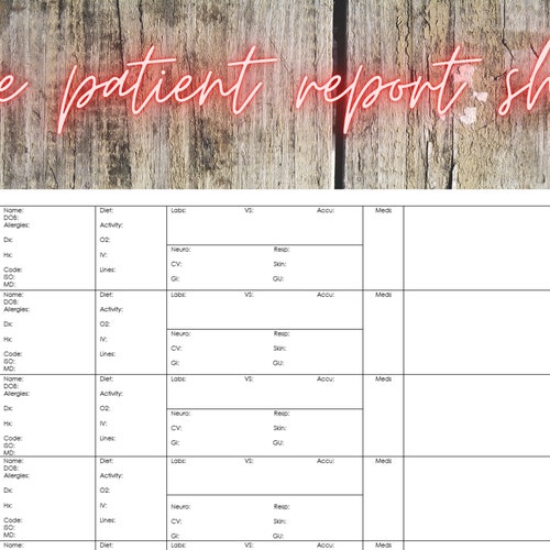 Nurse Brain Report Sheet - Etsy