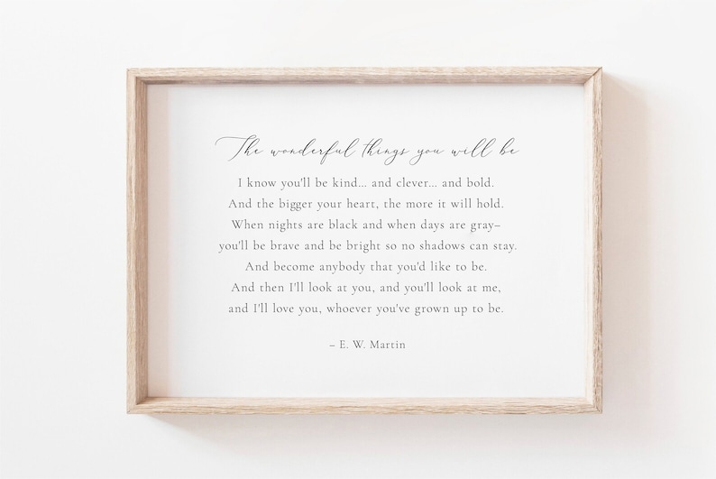 The Wonderful Things You Will Be, INSTANT DOWNLOAD, Nursery Quote Print ...