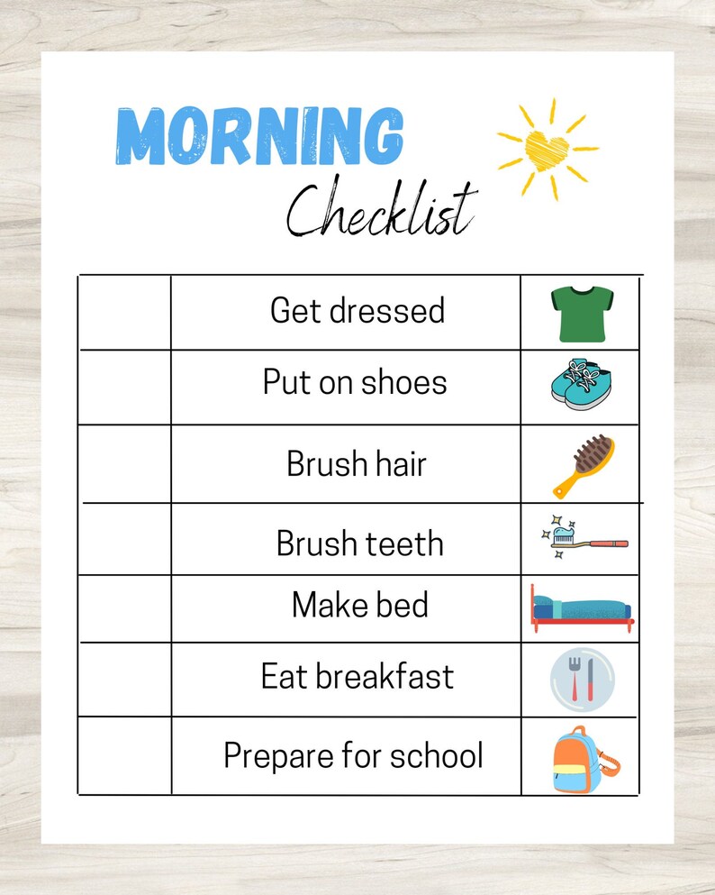 Morning & Evening Chore Chart for Kids Daily Routine | Etsy