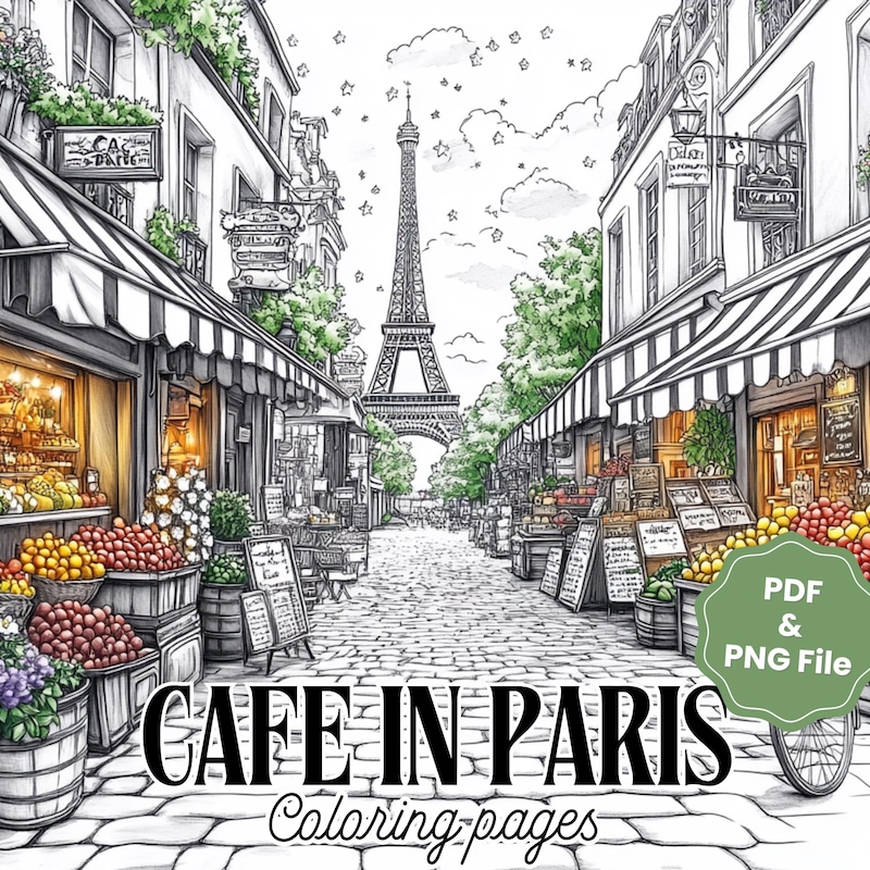 Paris Cafe Line Art - Etsy UK