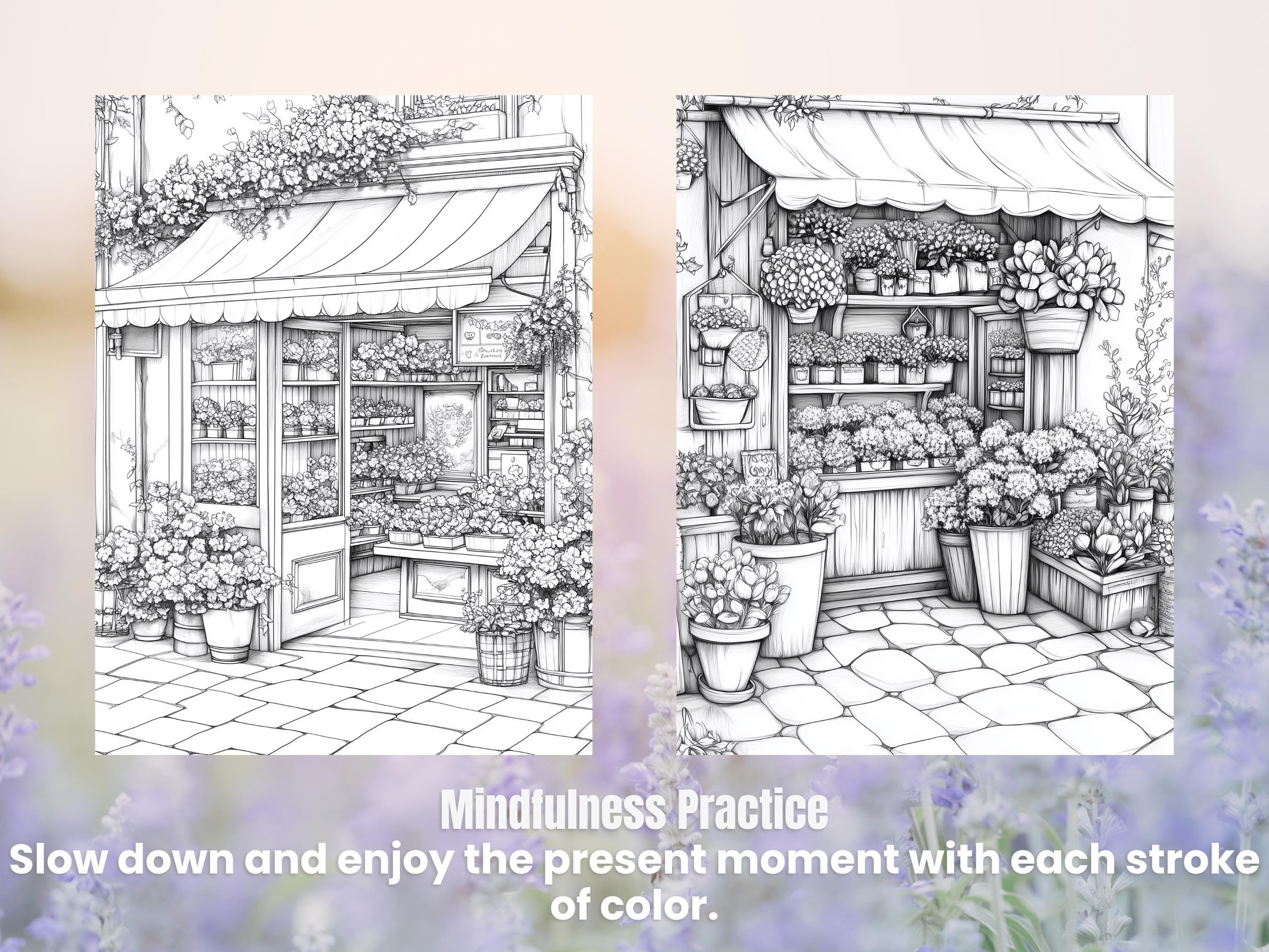 Flower Shop Coloring Pages | Digital + Printable | Procreate iPad Art ...