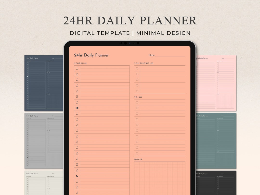 24 Hour Daily Planner Digital, Hourly Planner, Time Blocking Template ...