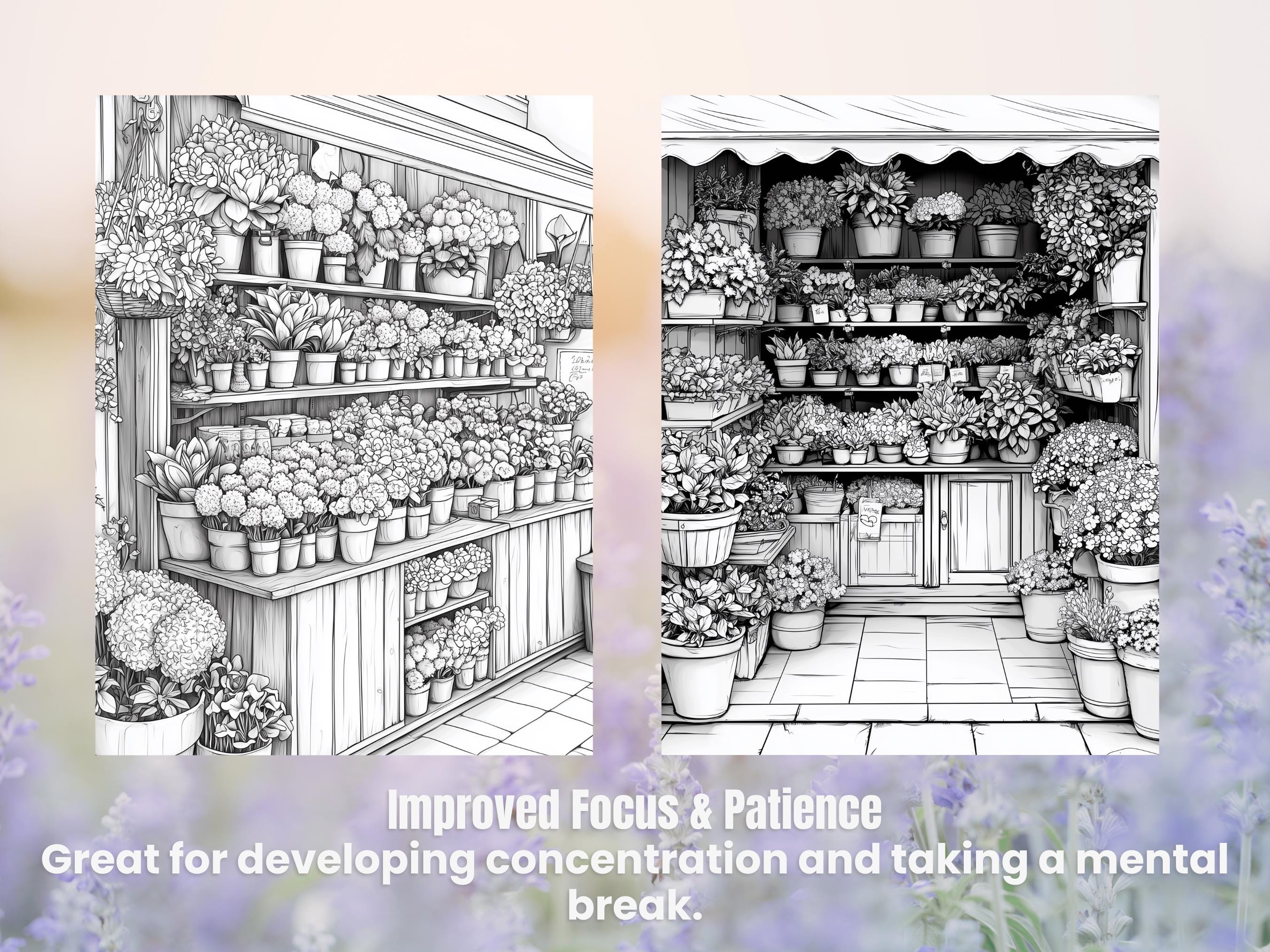 Flower Shop Coloring Pages | Digital + Printable | Procreate iPad Art ...