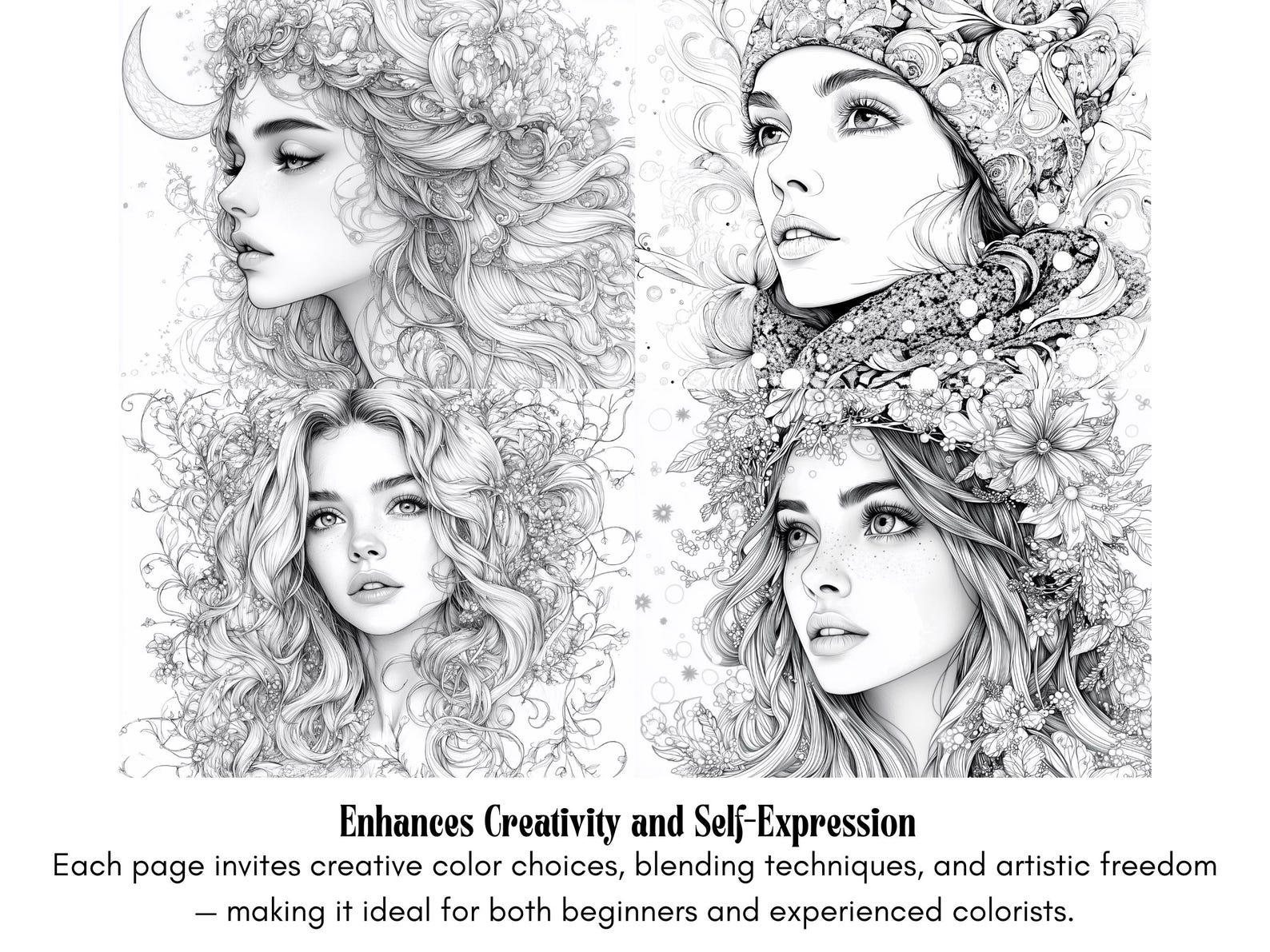 20 Mystical Goddess Coloring Pages - Adults and Kids Coloring Book ...