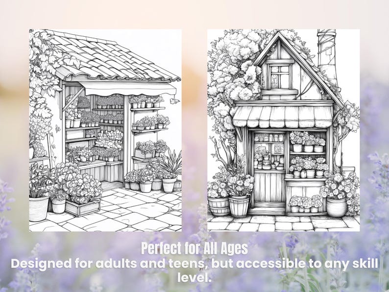 Flower Shop Coloring Pages | Digital + Printable | Procreate iPad Art ...