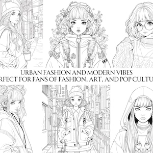 45 Street Girl Coloring Pages, Urban Fashion Printable Art for Adults ...