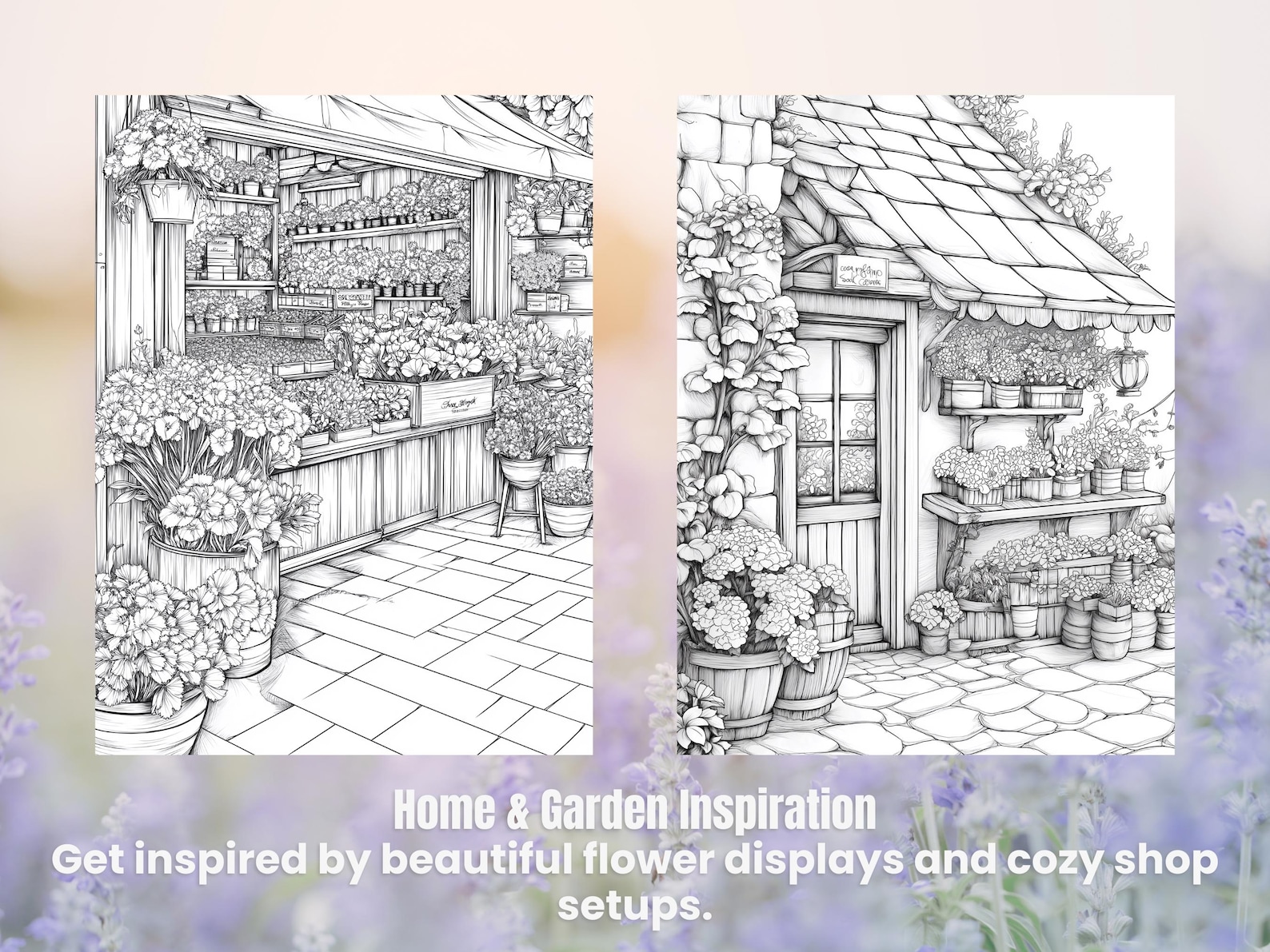 Flower Shop Coloring Pages | Digital + Printable | Procreate iPad Art ...
