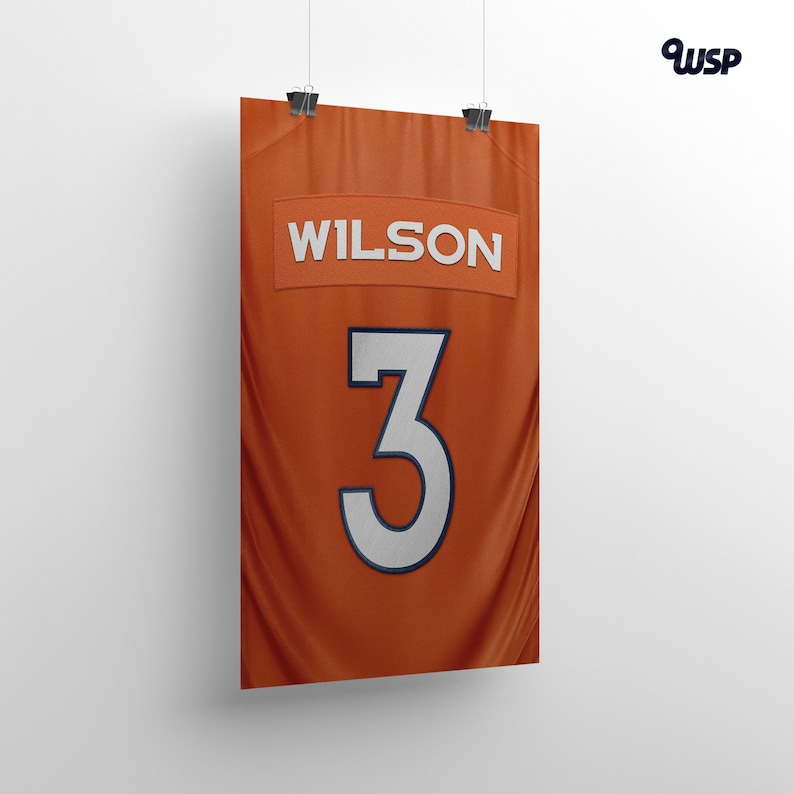 Russell Wilson Print Wilson Denver Jersey Broncos Print Football Gift ...