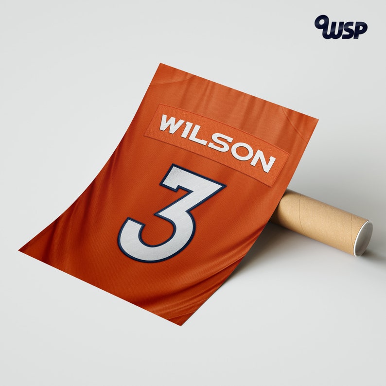 Russell Wilson Print Wilson Denver Jersey Broncos Print Football Gift ...