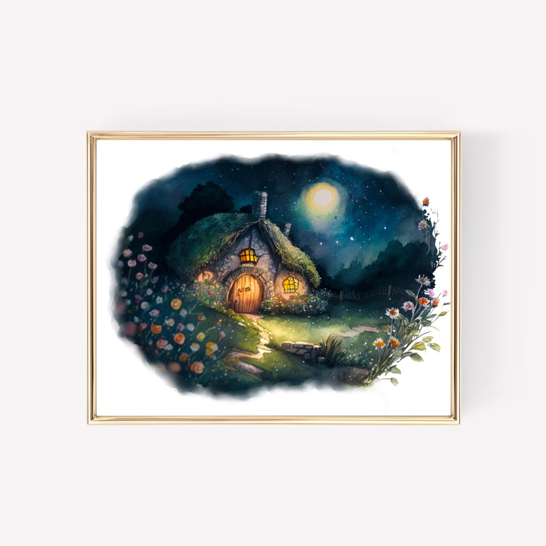 The Shire at Night PRINTABLE Watercolor Artwork Digital Download ...