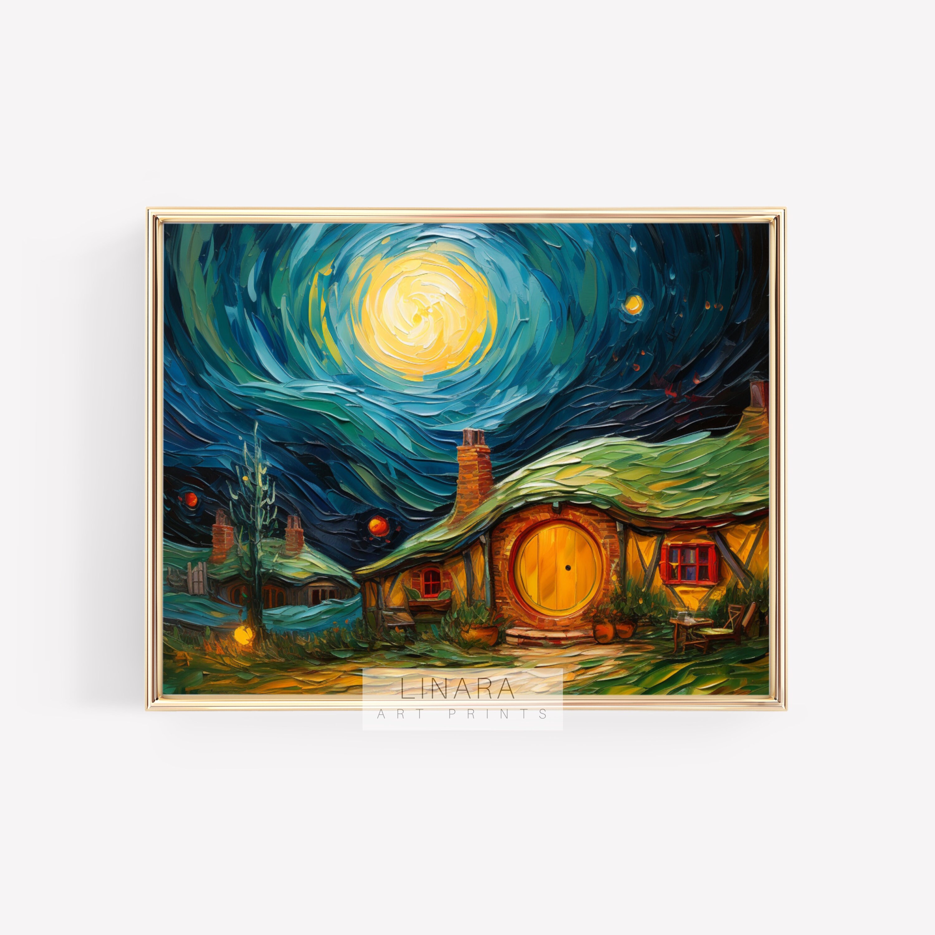 The Shire Starry Night Style III PRINTABLE Watercolor - Etsy