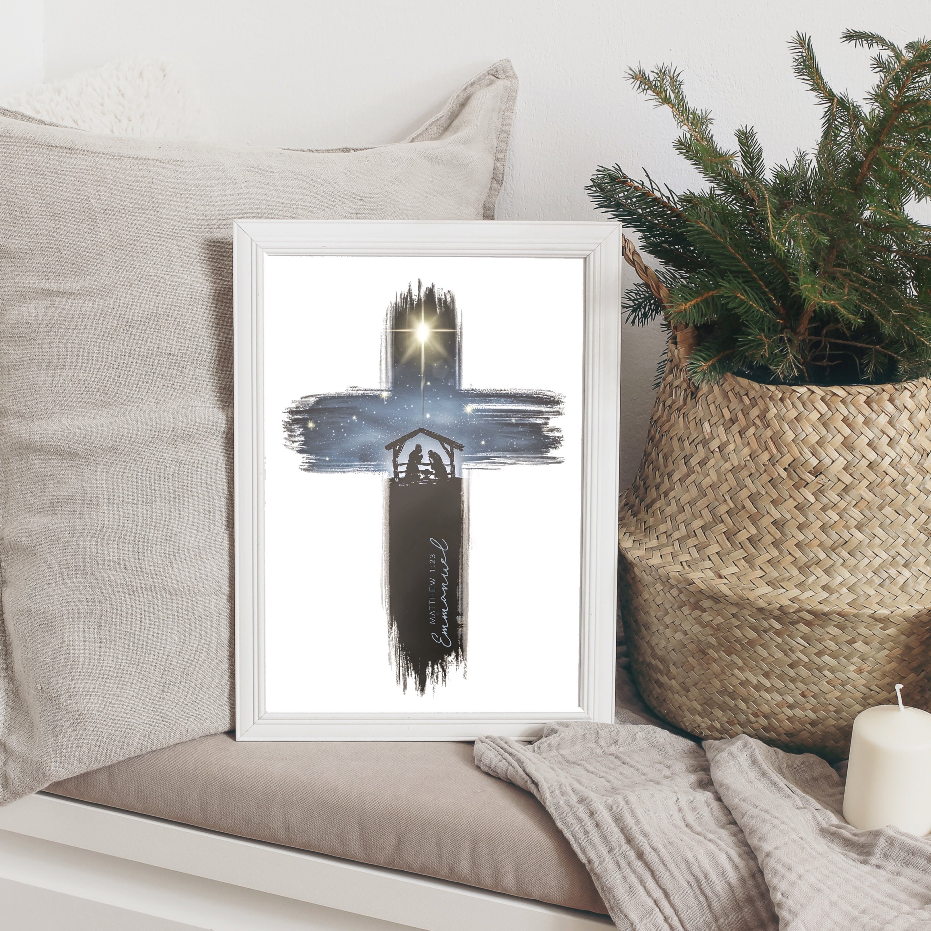 Emmanuel PRINTABLE Watercolor Winter Christmas Christian - Etsy