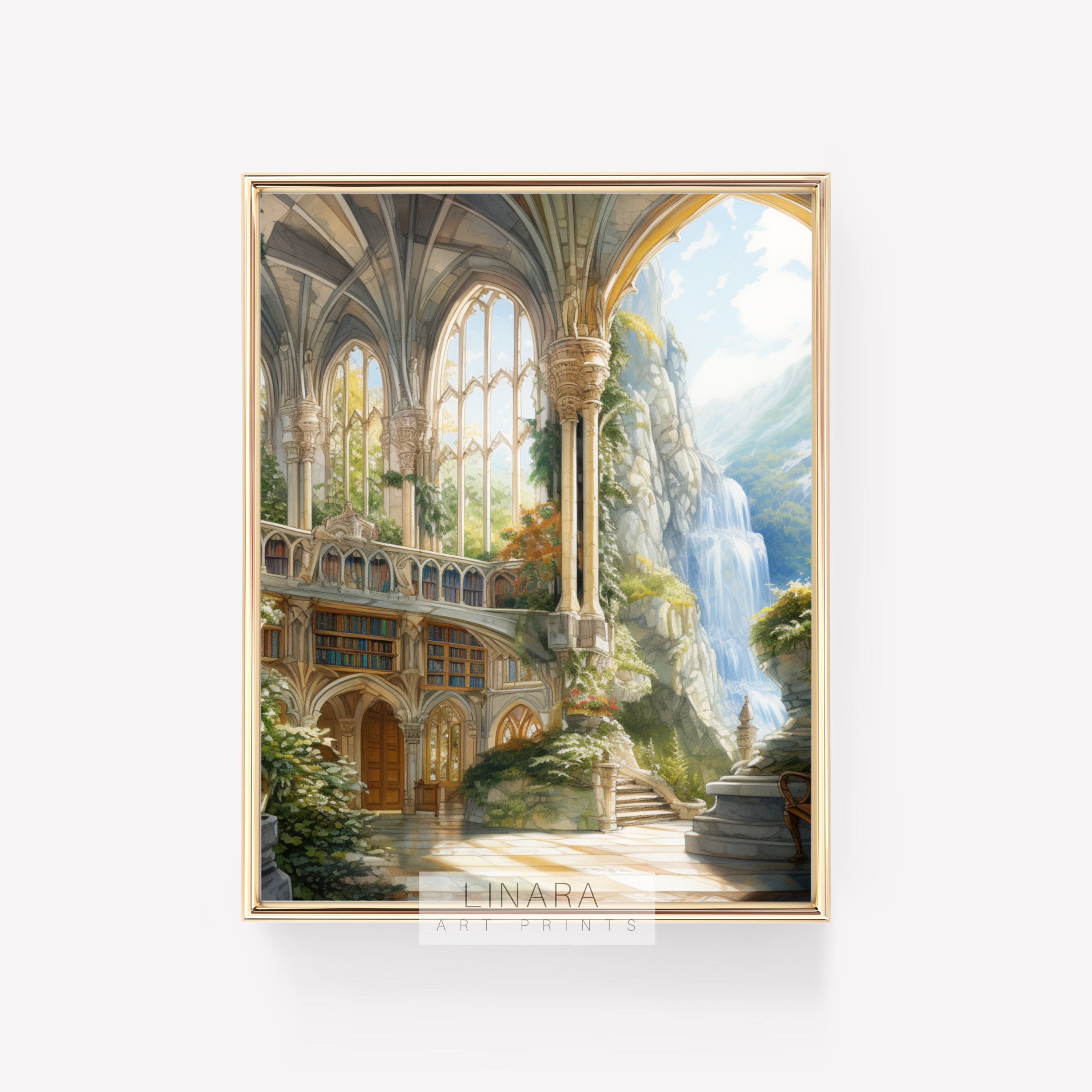 Rivendell Library PRINTABLE Watercolor Artwork Digital Download ...