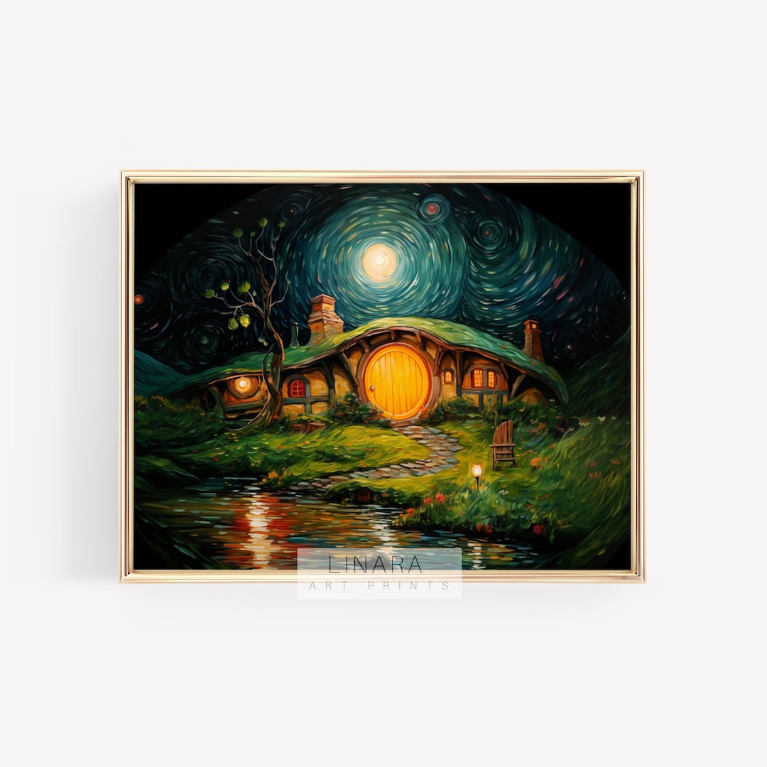 The Shire Art Print | Van Gogh Starry Night Style (digital Download) - Etsy