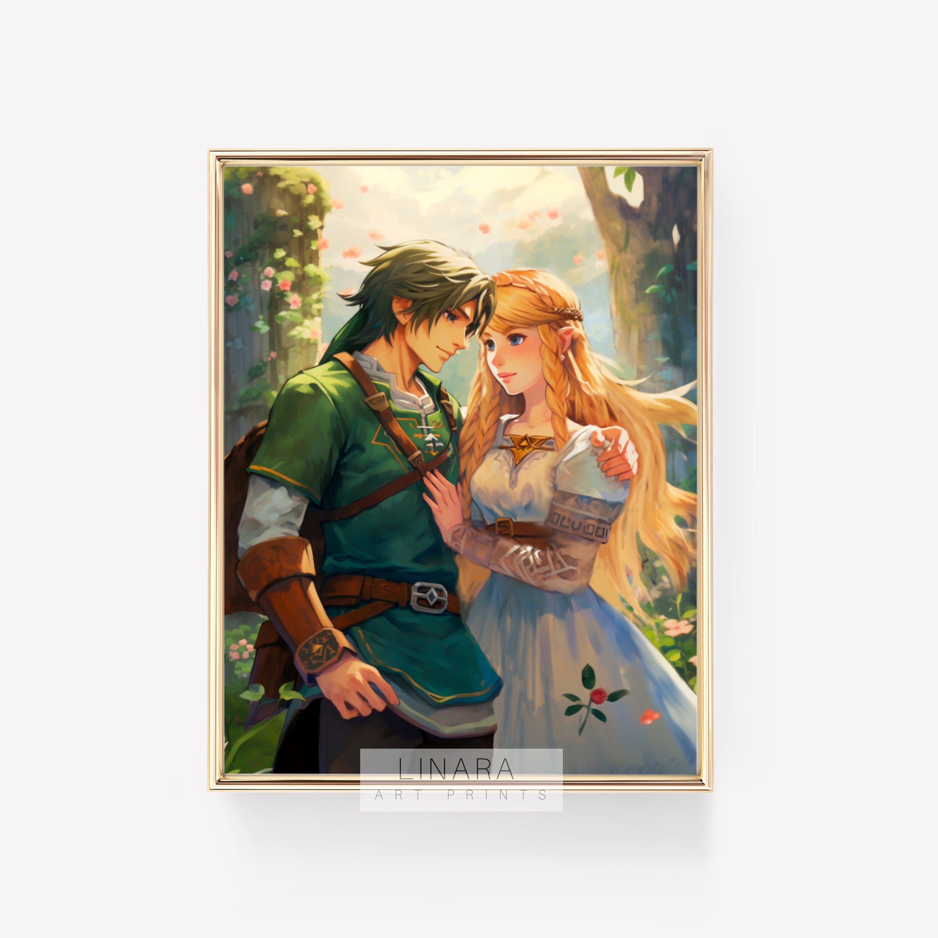 Link & Zelda Studio Ghibli Style PRINTABLE Watercolor - Etsy