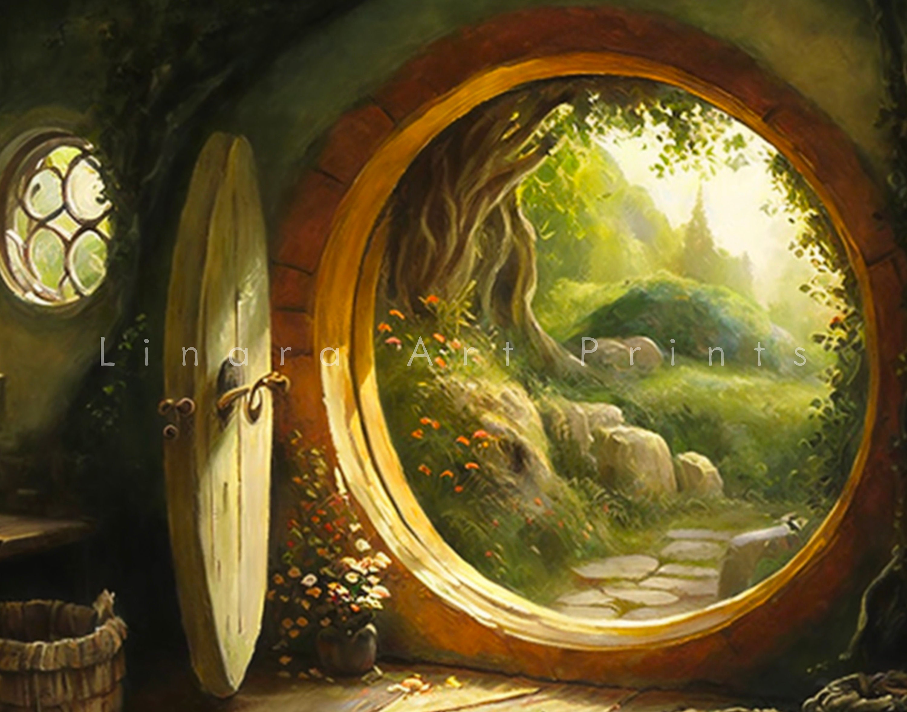 Hobbit Hole IV PRINTABLE Oil Artwork Digital Download Painting Lotr ...