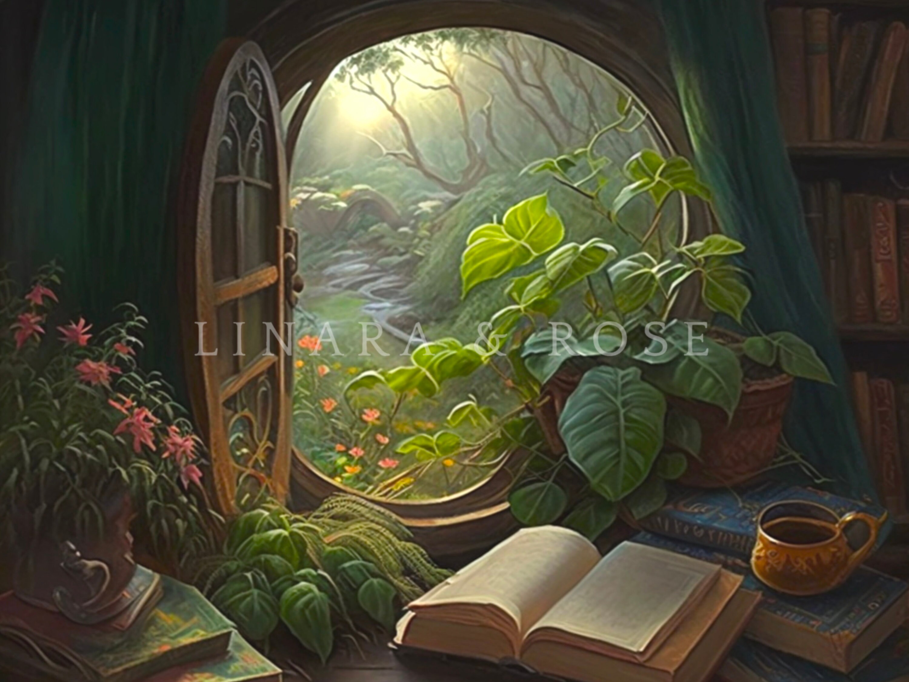 Hobbit Hole Oil Painting Print – Lord of the Rings Home Decor (digital ...