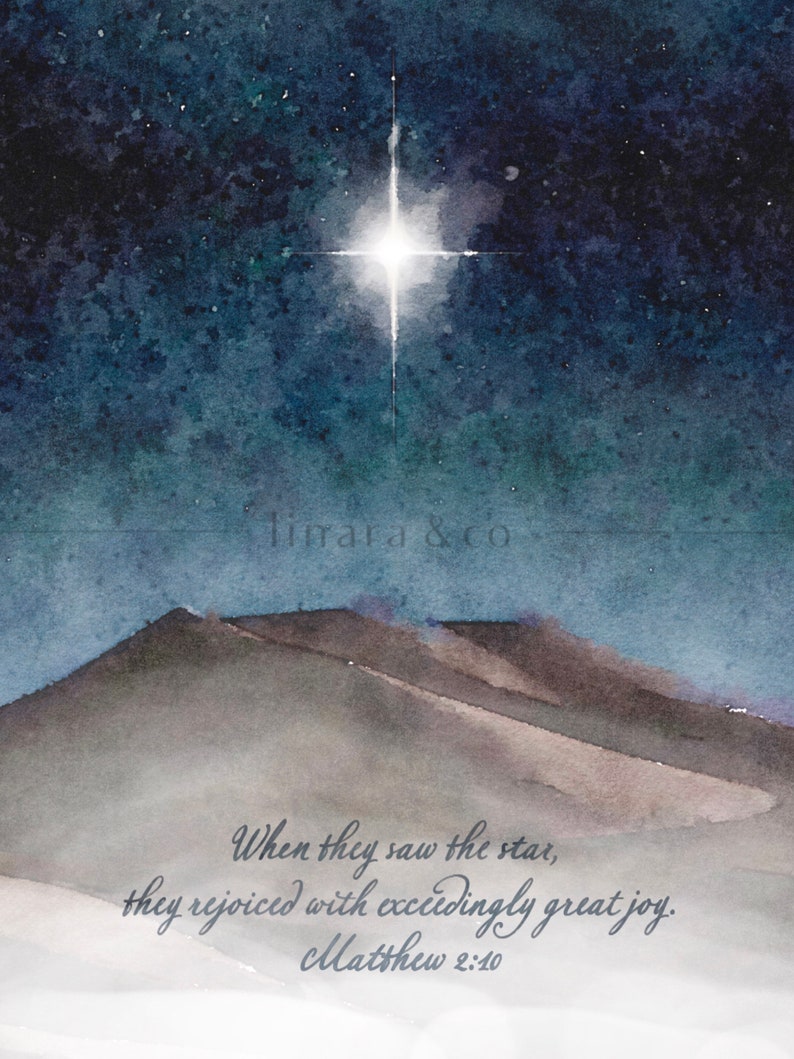 The Star Scripture color PRINTABLE Watercolor Winter - Etsy