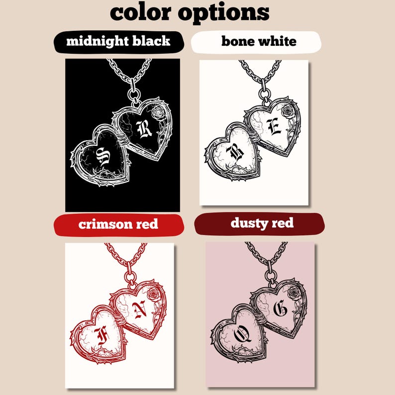 Gothic Couple Locket Print - Personalized Valentine Gift for Him Dark ...