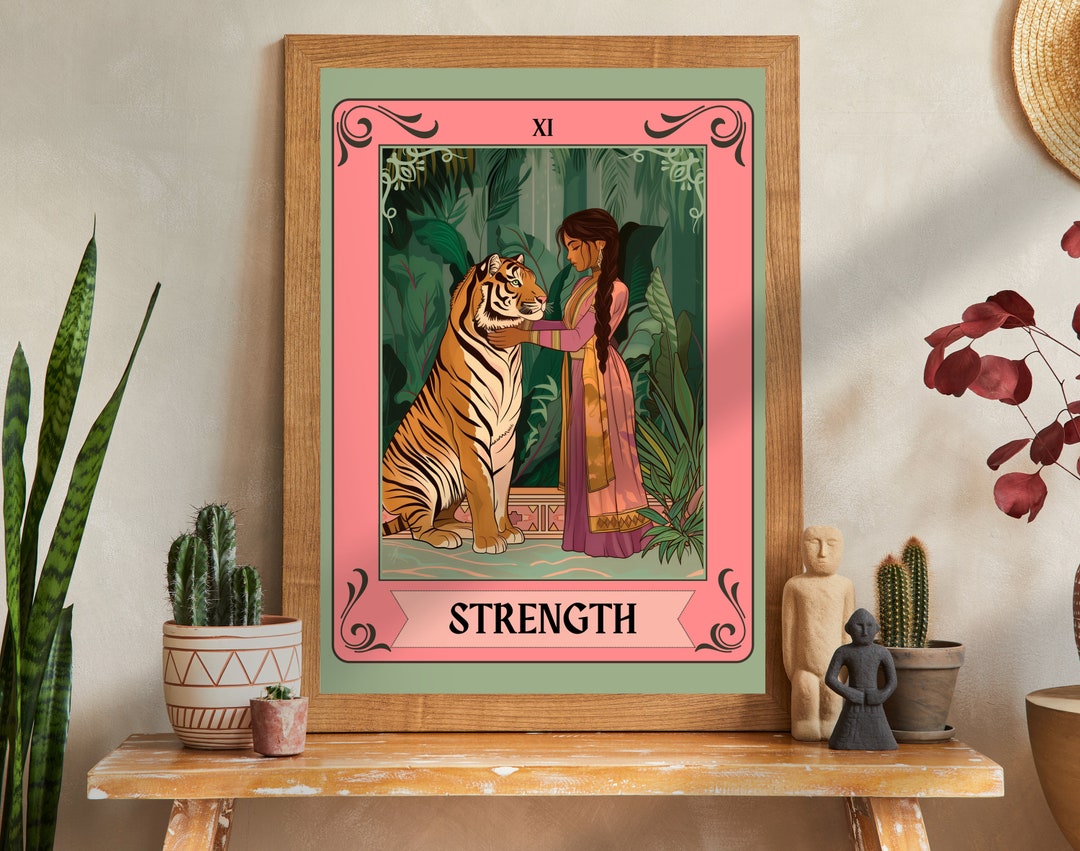 Strength Tarot Card - Strength Major Arcana Art - Strength Card Print ...