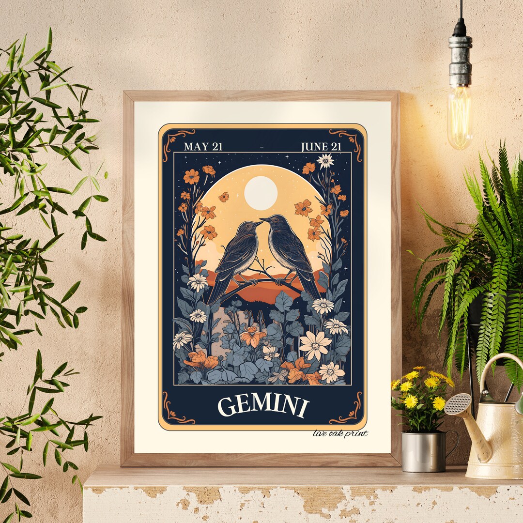 Gemini Tarot Print Art Print Zodiac Art Print Astrology Art Print May ...