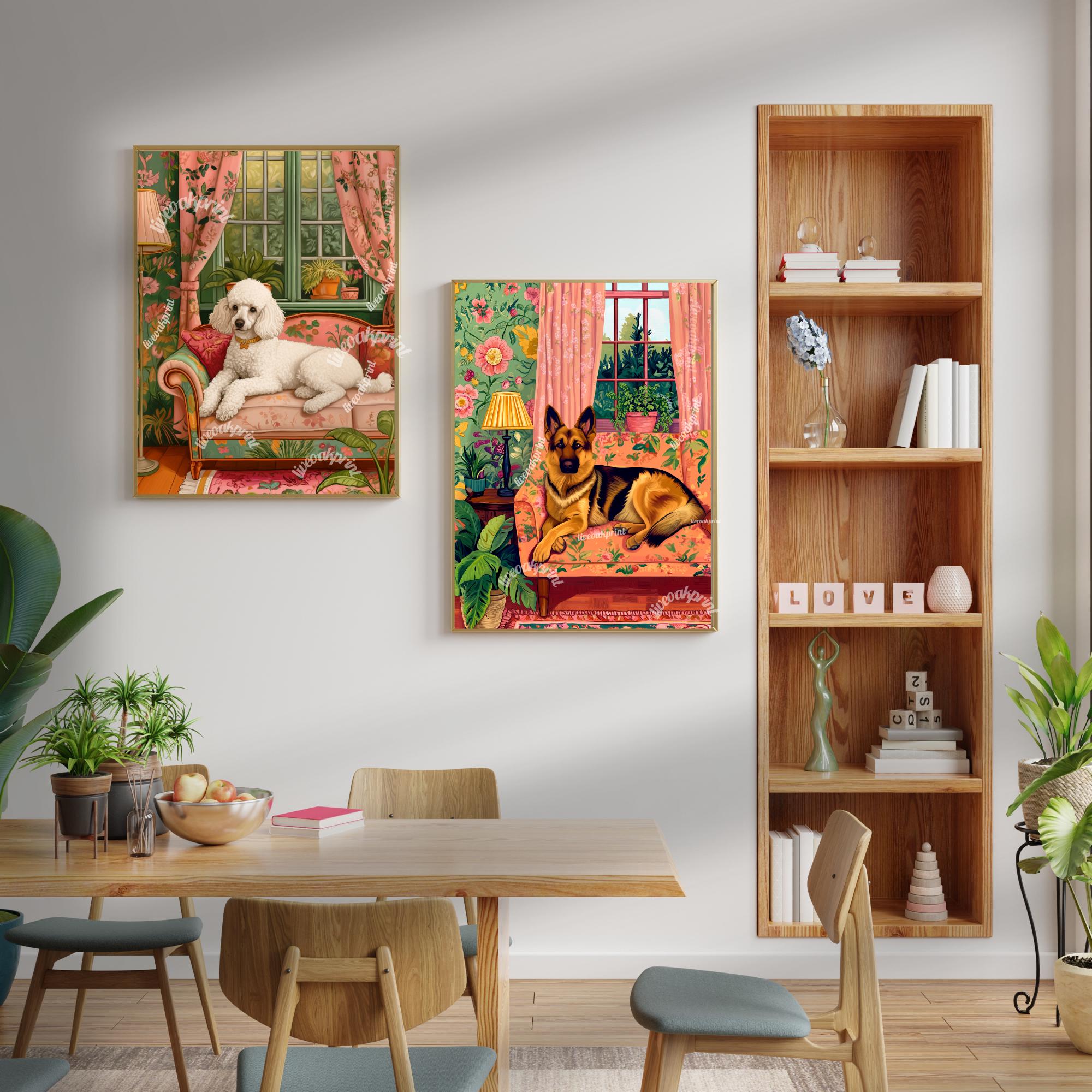Poodle Lounging on a Luxury Sofa – Maximalist Wall Art – Poodle Dog ...